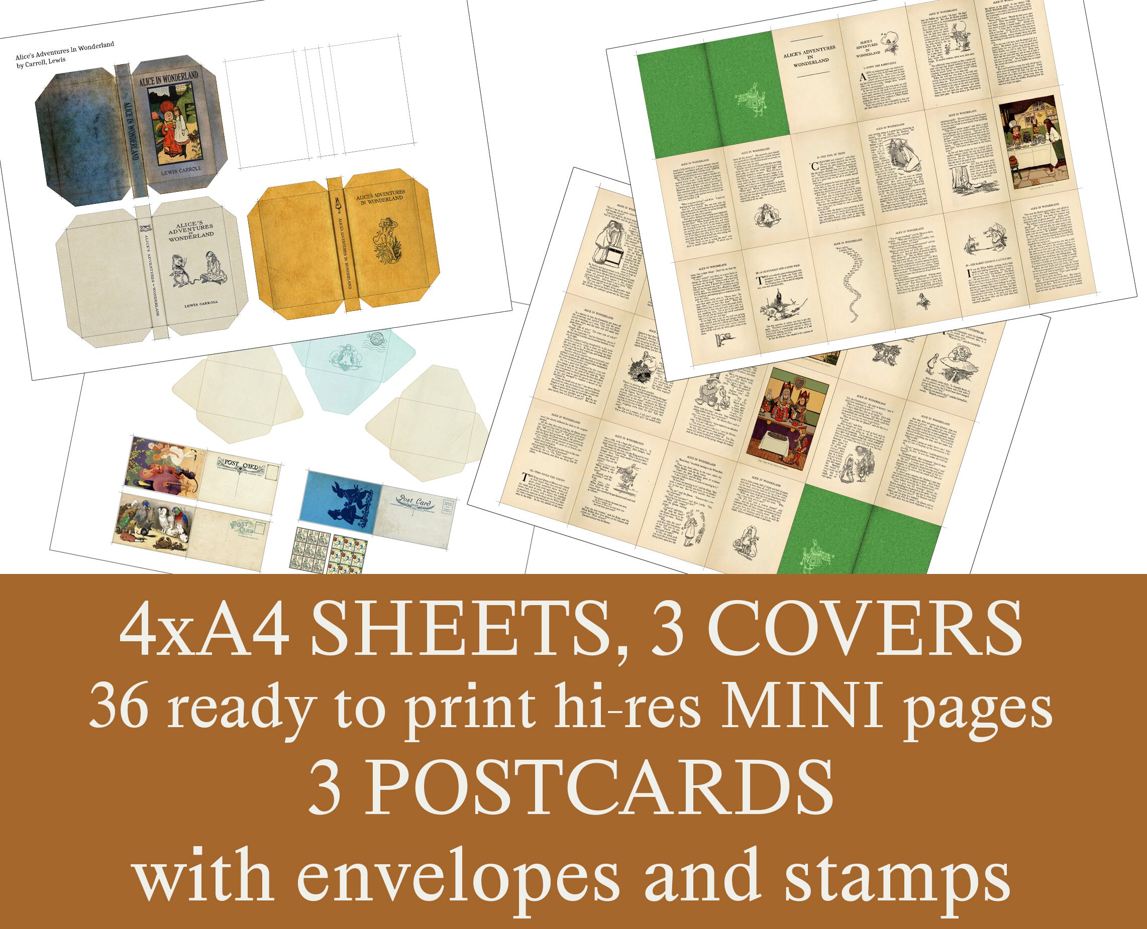 Mini BJD Doll Book Printable Alice's Adventures in Wonderland, SET B ...