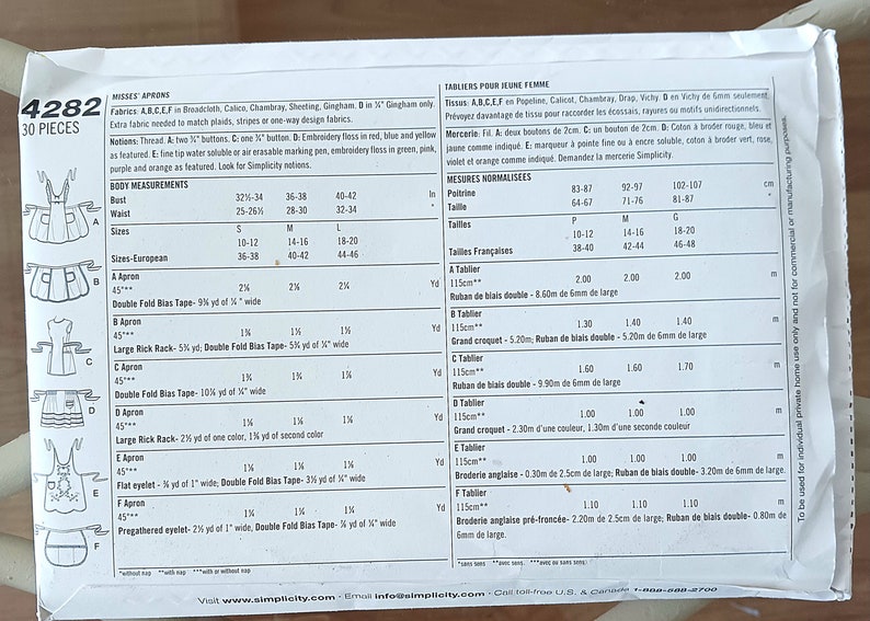 Simplicity 4282 1940s, 50s Vintage Apron Pattern Uncut With ...
