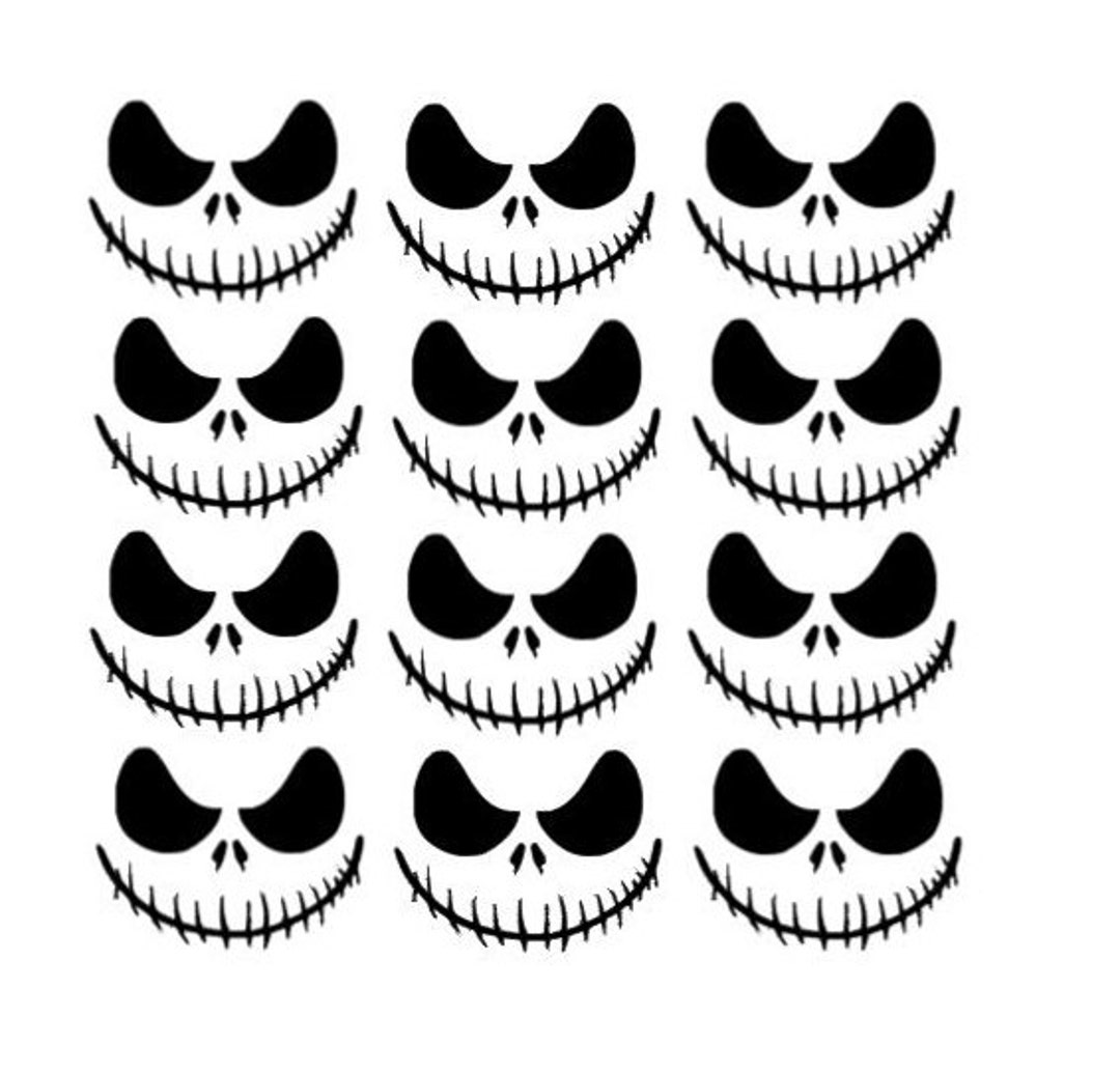 Jack Skellington Decal Sheet of 12 Ornament Calendared Vinyl, Various ...