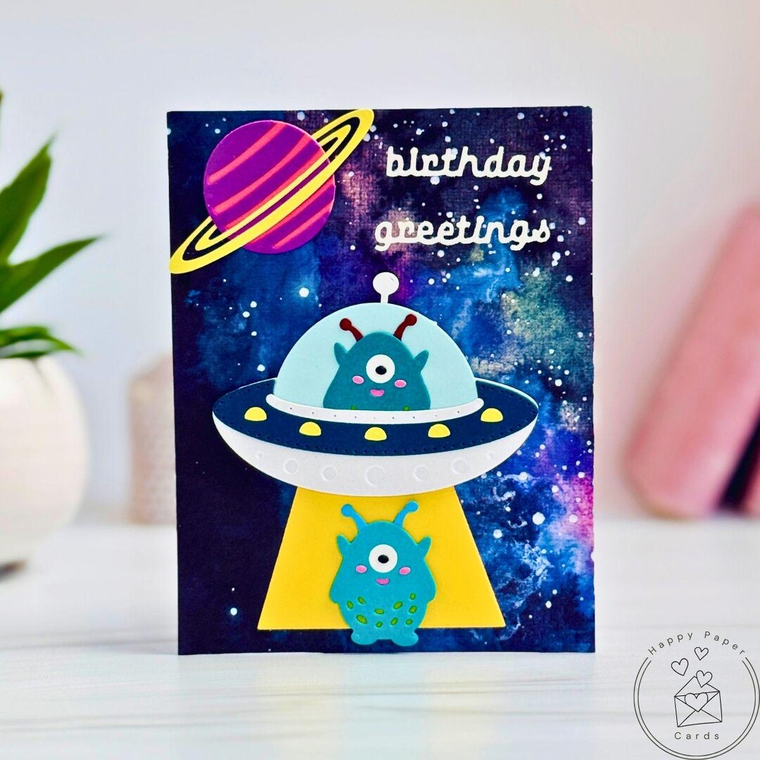 Handmade Alien Birthday Card A2 Size Blank Inside - Etsy