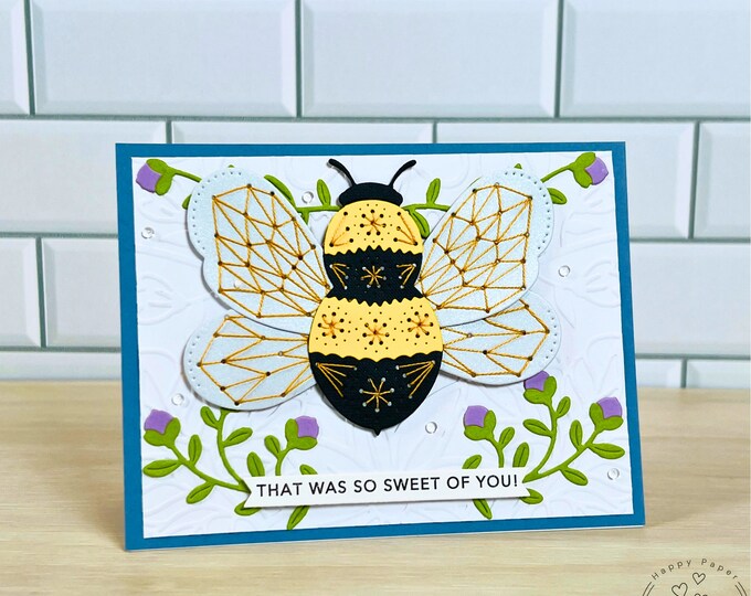 Handmade Stitched Bee Greeting Card | A2 Size | Blank Inside - Etsy