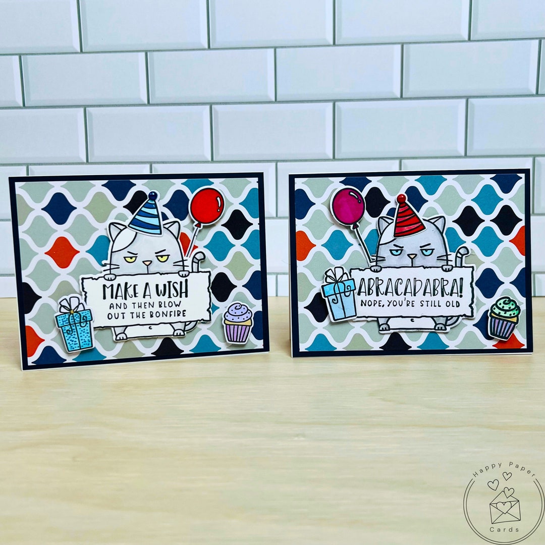 Handmade Snarky Cat Birthday Card, Gift for Dad, A2 Size Blank Inside ...