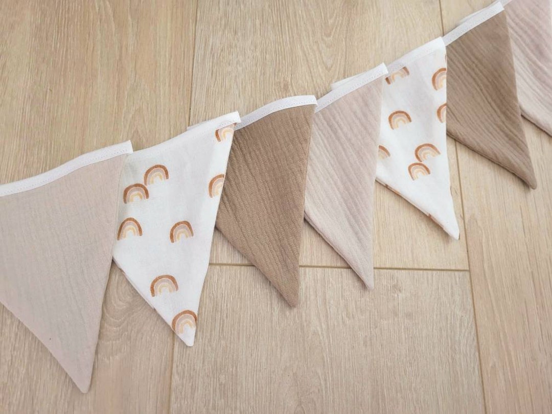 Muslin Pennant Chain With Name, Fabric, Children's Room Decoration ...