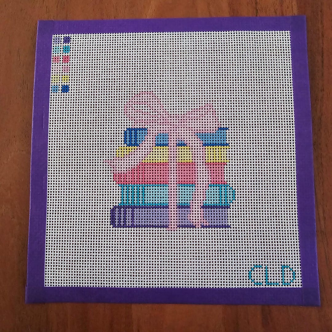 Book Stack With Bow Hand Painted Needlepoint Canvas - 13 Count ...