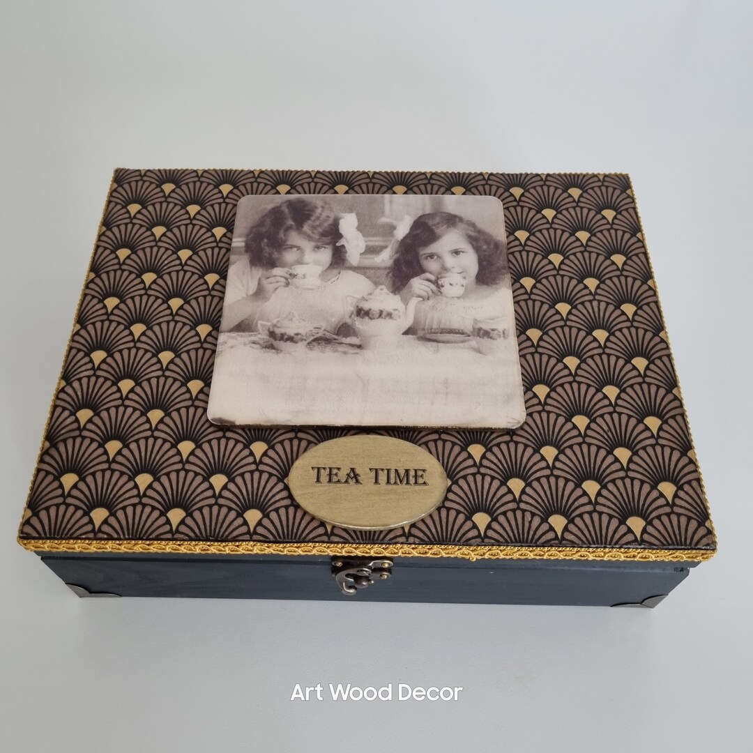 Rustic Tea Box Vintage Tea Chest Tea Storage Box Tea Bag Box Tea Bag ...