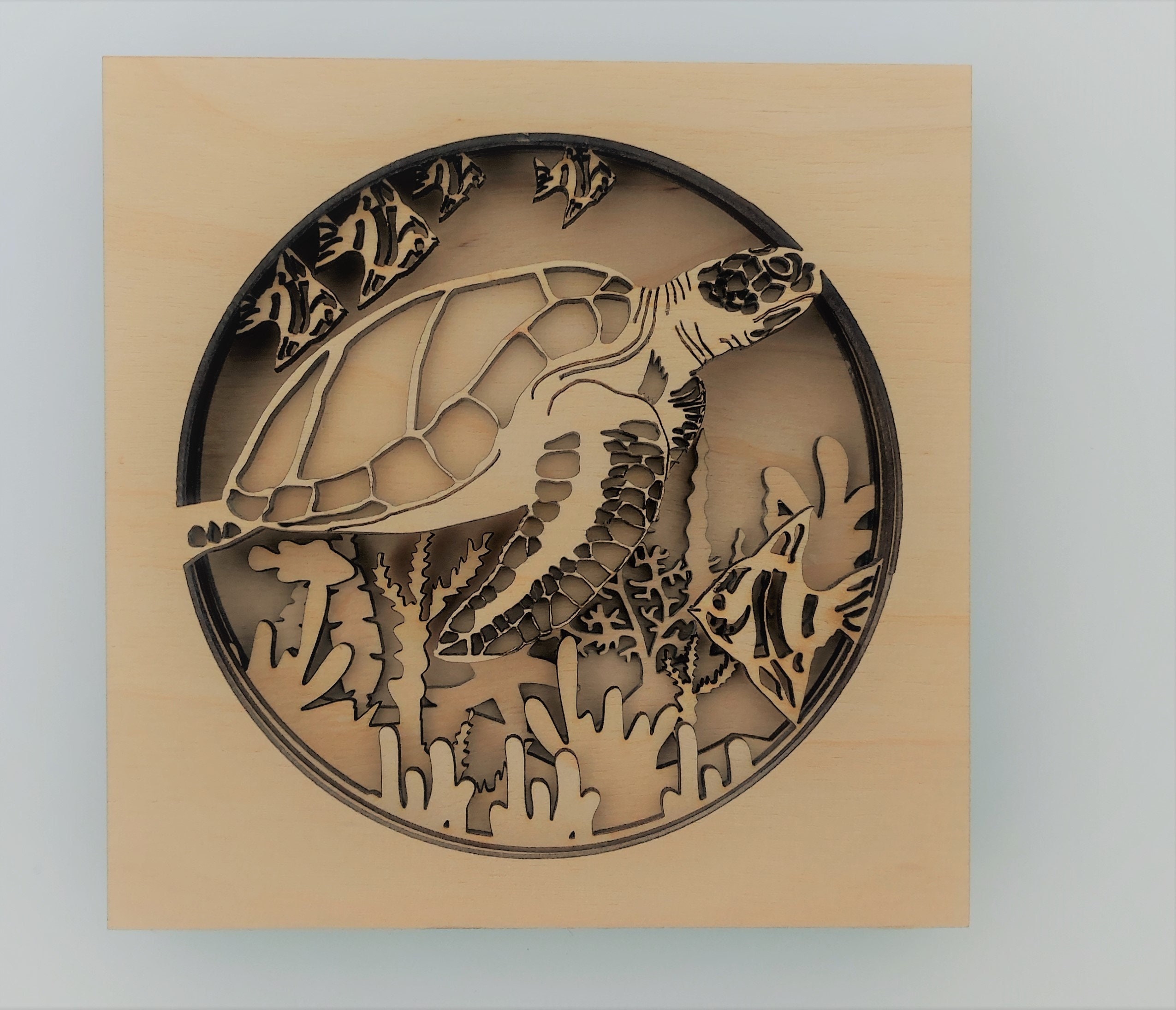 Sea Turtle Ocean Multi Layer Mandala Model Laser Cut File, Wall Art ...