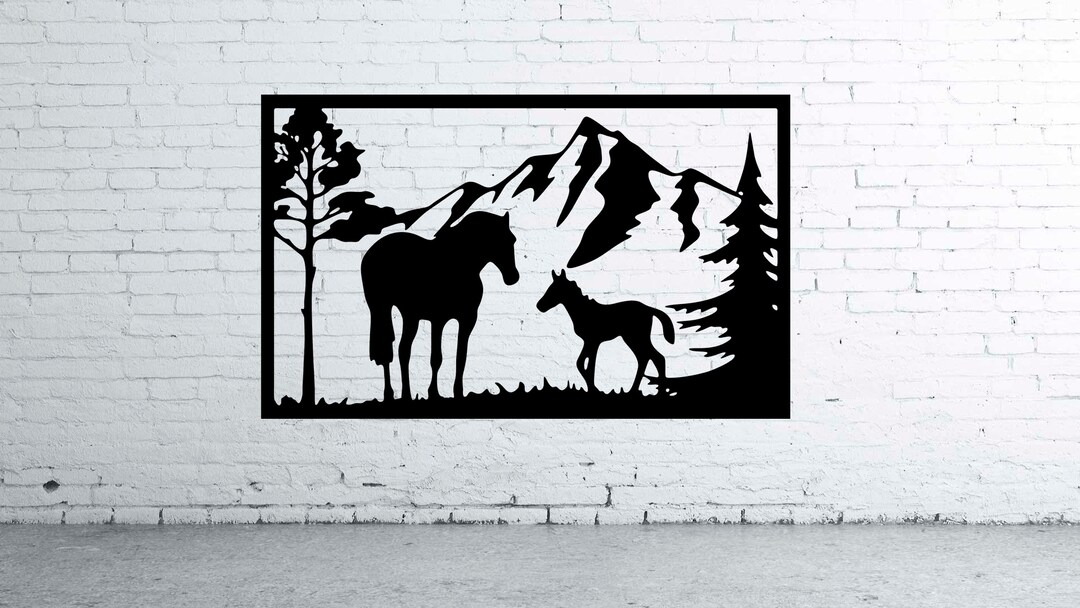Horse Mountain Panel Wall Art Decor Laser Cut Dxf Glowforge Svg Xtool ...