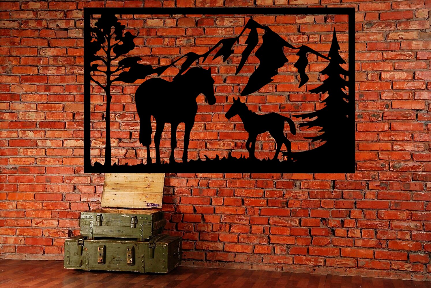 Horse Mountain Panel Wall Art Decor Laser Cut Dxf Glowforge Svg Xtool ...