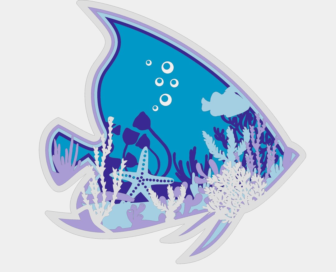 Layered Ocean Fish SVG Multi Layer 3D Mandala Model Laser Cut File ...