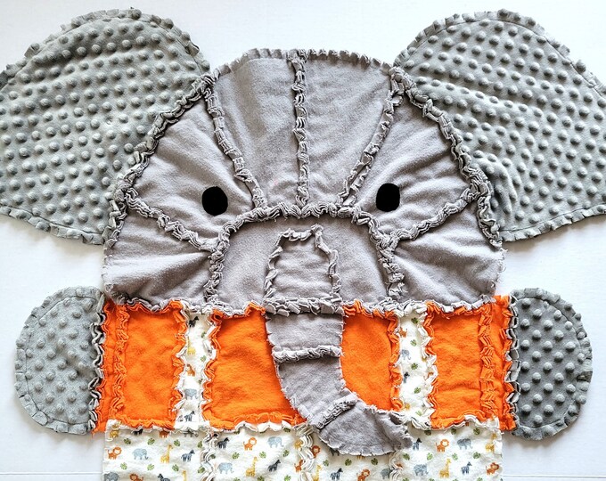 Elephant Baby Rag Quilt, Toddler Blanket, Neutral Gender Baby Gift - Etsy
