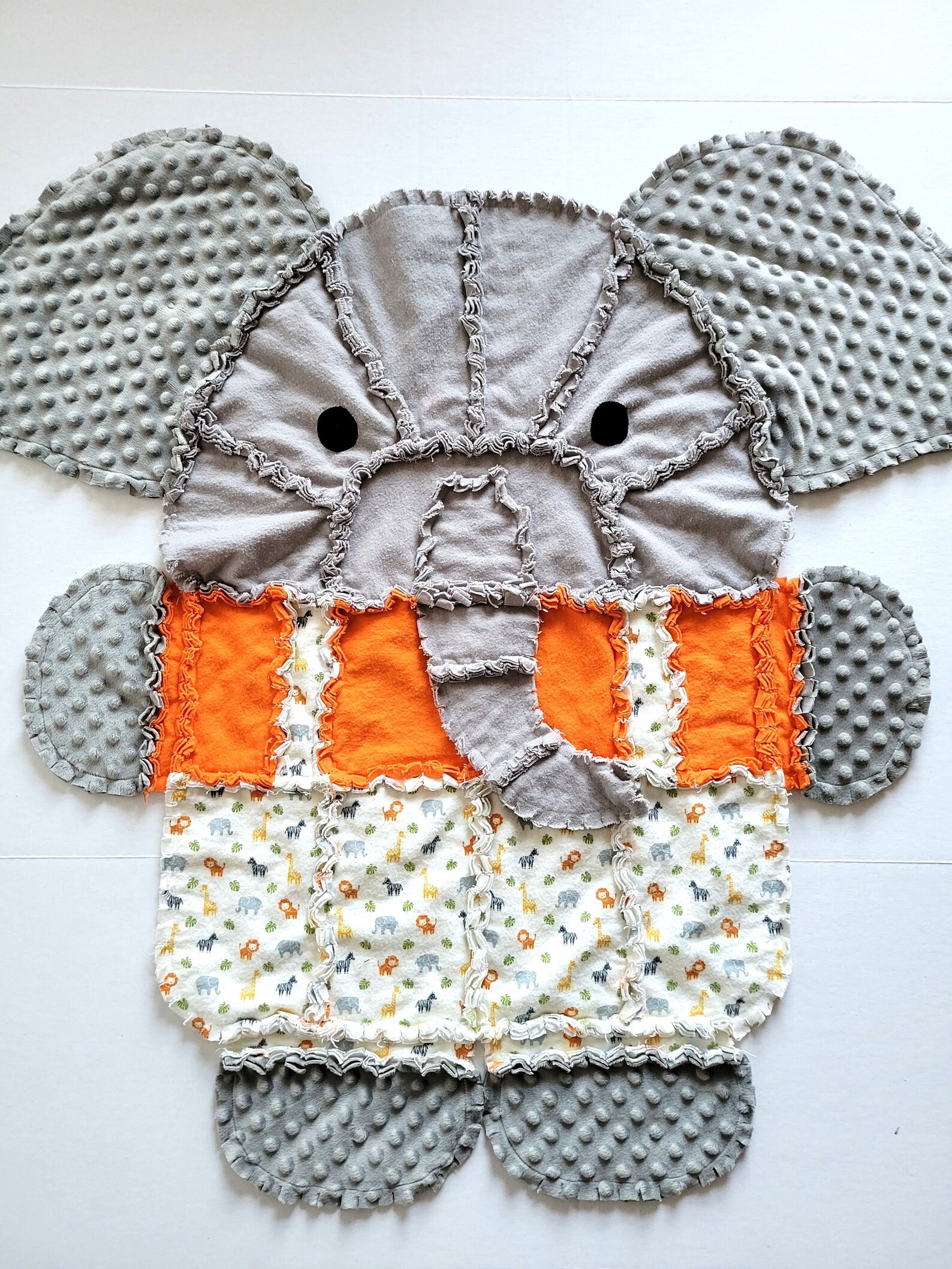 Elephant Baby Rag Quilt Toddler Blanket Neutral Gender Baby - Etsy