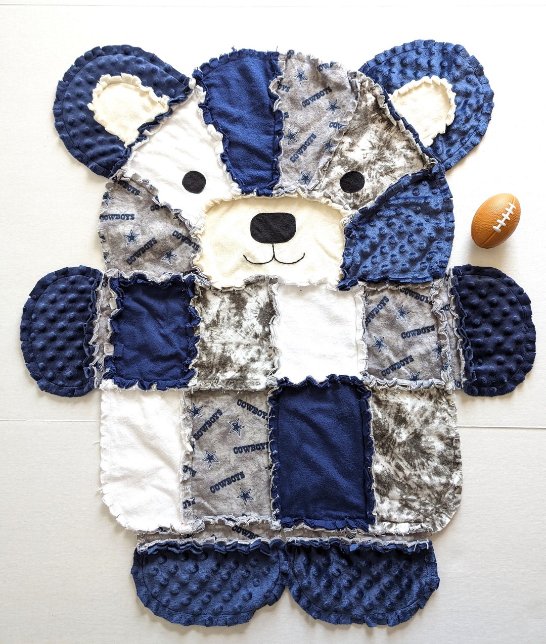Dallas Cowboys Bear Baby Rag Quilt, Toddler Blanket, Dallas Cowboys ...