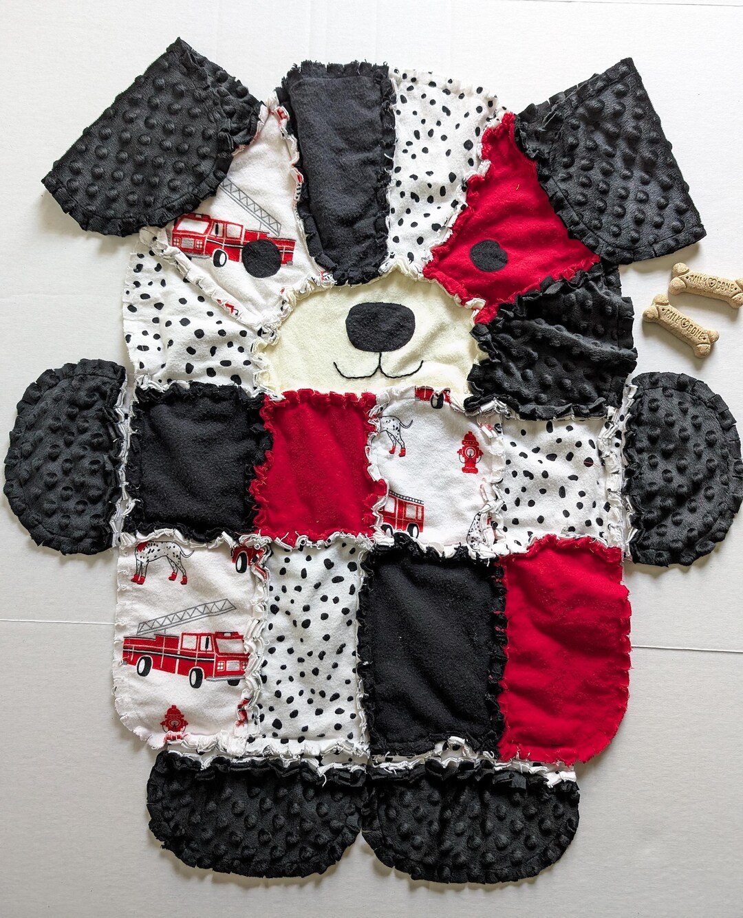 Dalmatian Puppy Dog Baby Rag Quilt, Toddler Blanket, Firefighter EMT ...