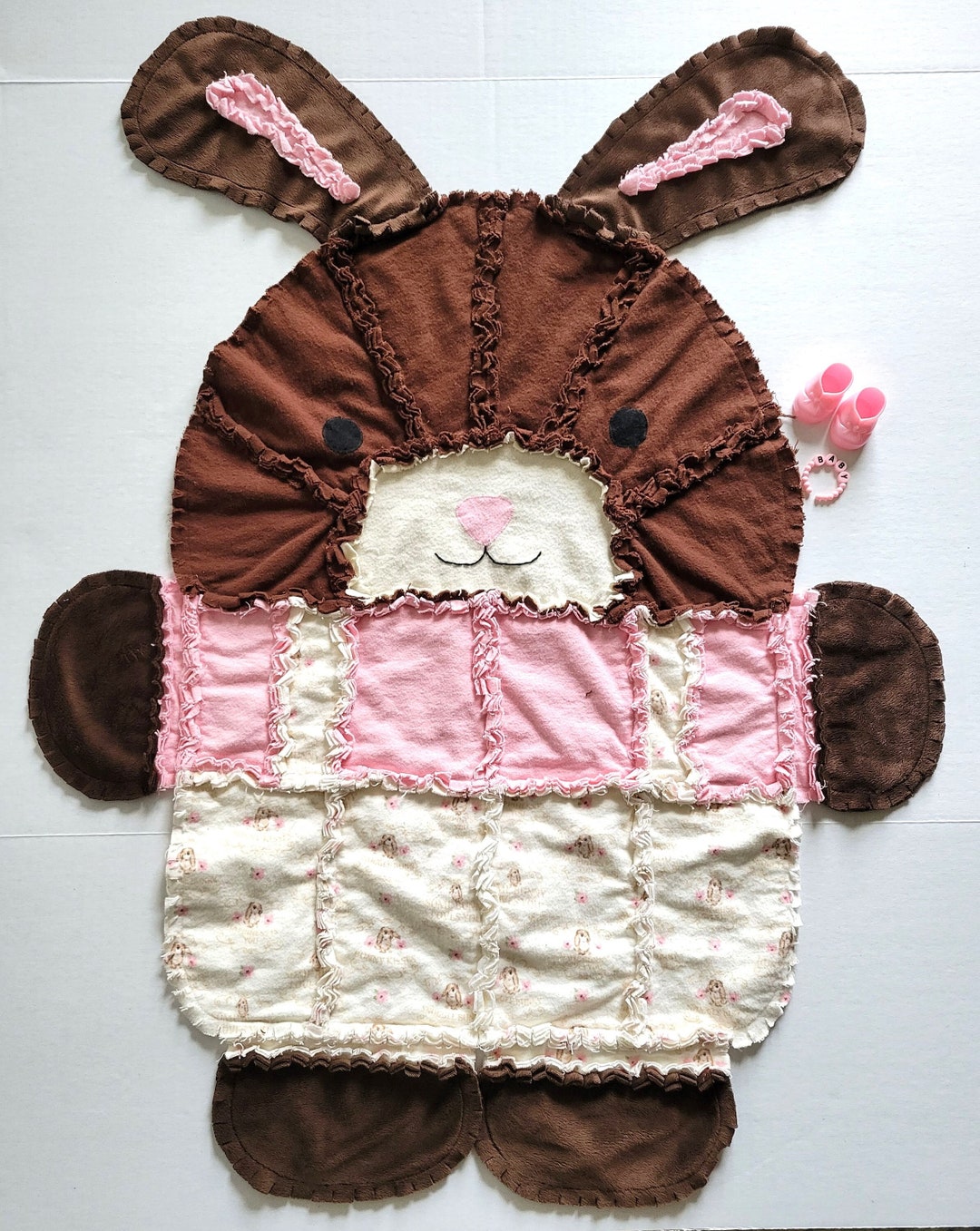 Bunny Rabbit Baby Rag Quilt, Toddler Blanket, Bunny Baby Girl Gift - Etsy