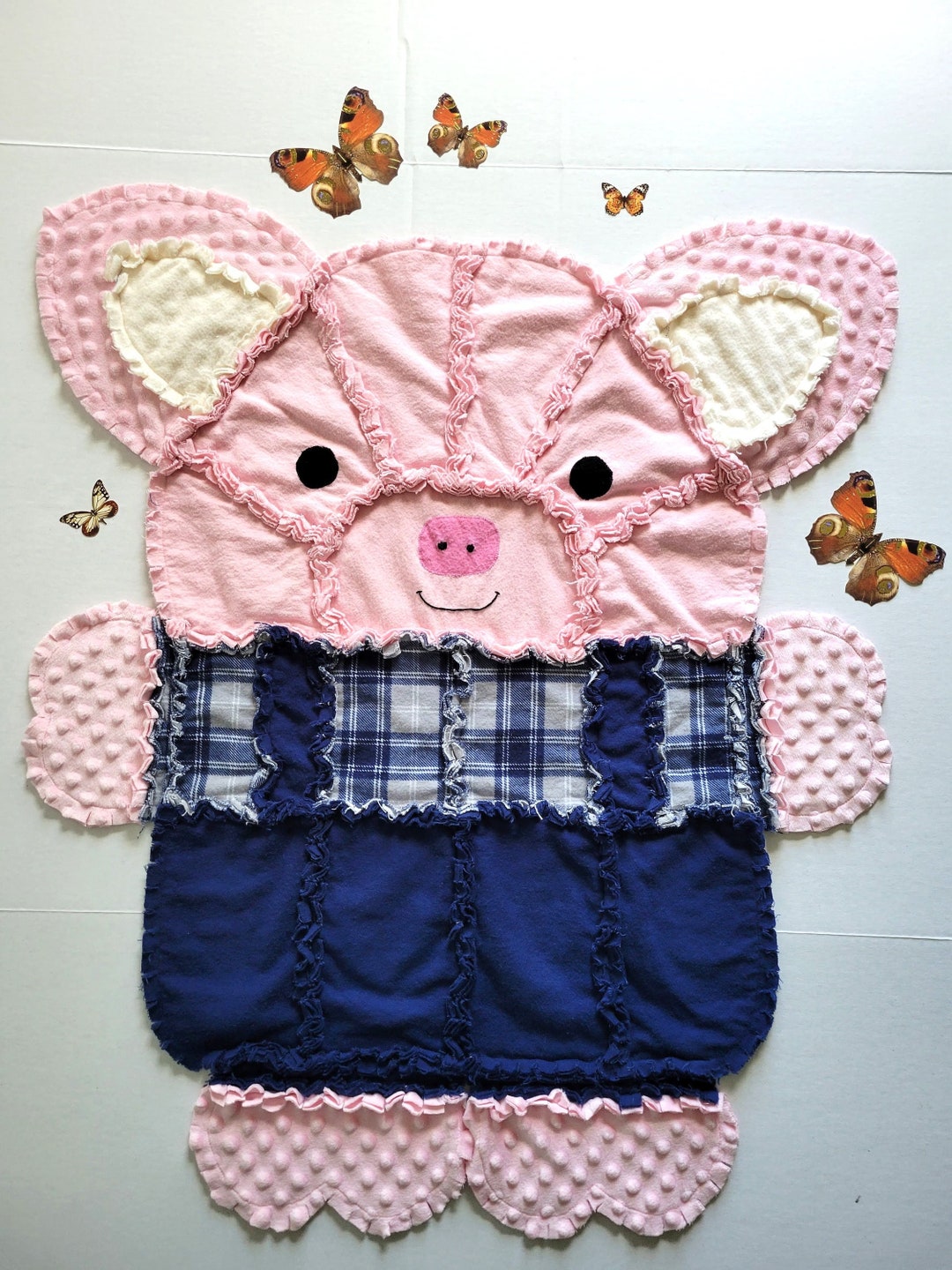 Pig Baby Rag Quilt, Toddler Blanket, Pig Baby Gift - Etsy