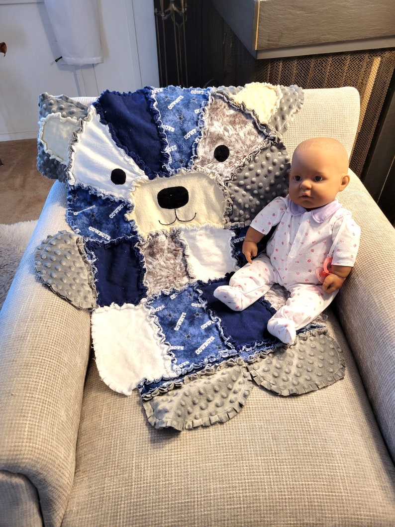 Dallas Cowboys Bear Baby Rag Quilt Dallas Cowboys Toddler - Etsy