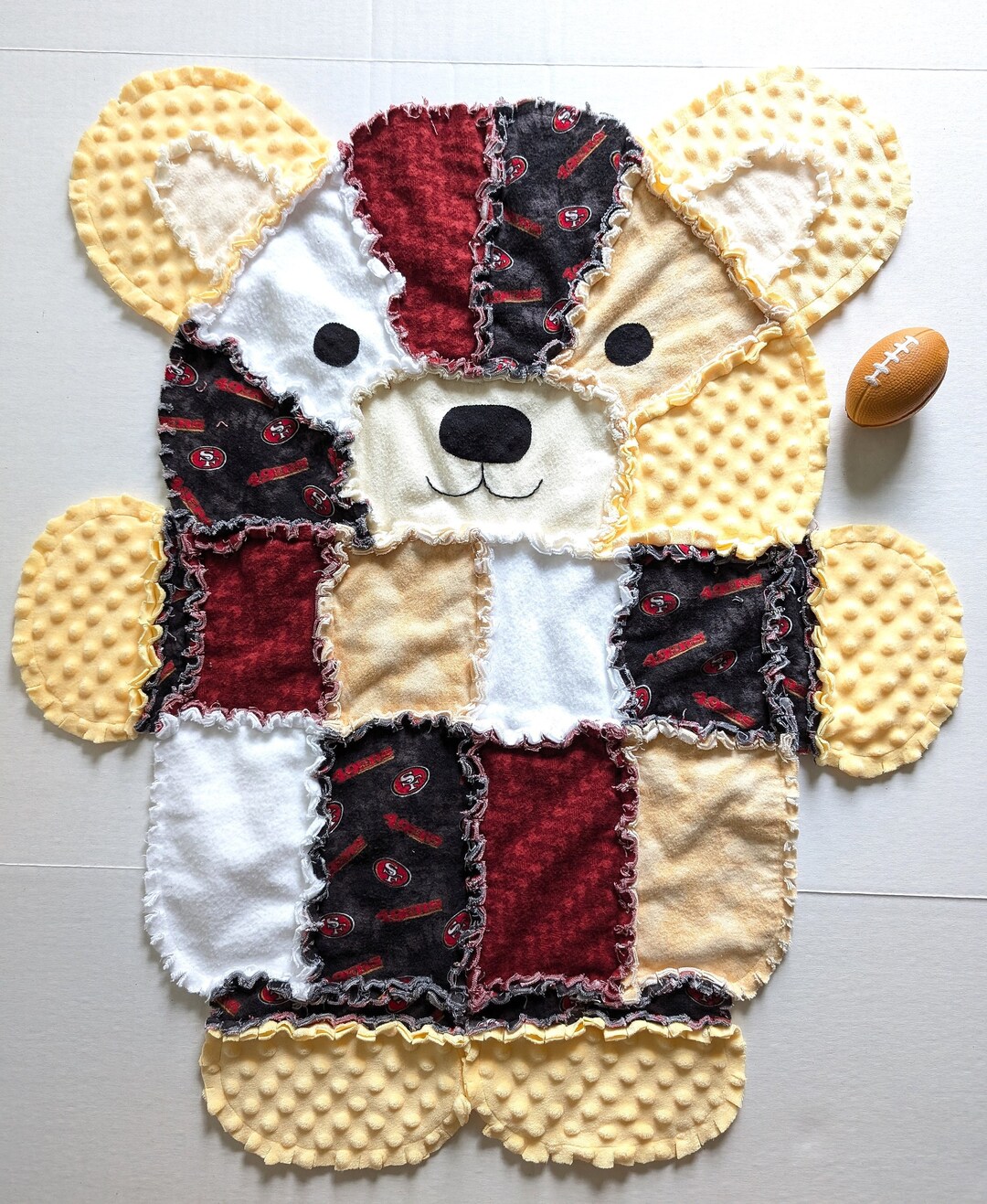 San Francisco 49ers Bear Baby Rag Quilt: Flannel & Minky Baby Blanket ...