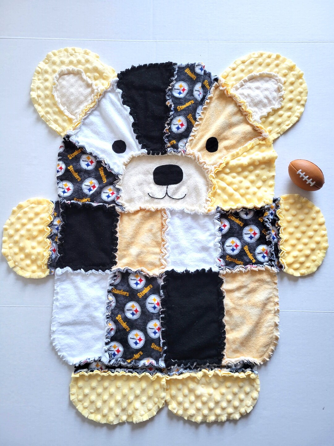 Pittsburgh Steelers Baby Bear Rag Quilt, Toddler Blanket, Pittsburgh ...