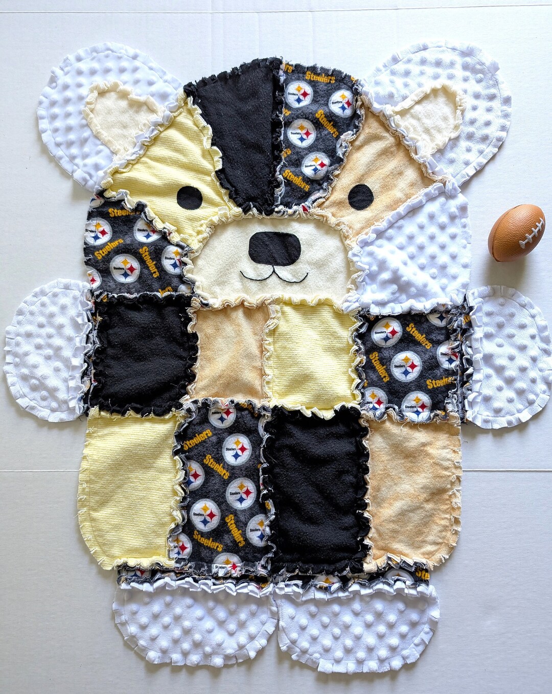 Pittsburgh Steelers Baby Bear Rag Quilt, Toddler Blanket, Pittsburgh ...