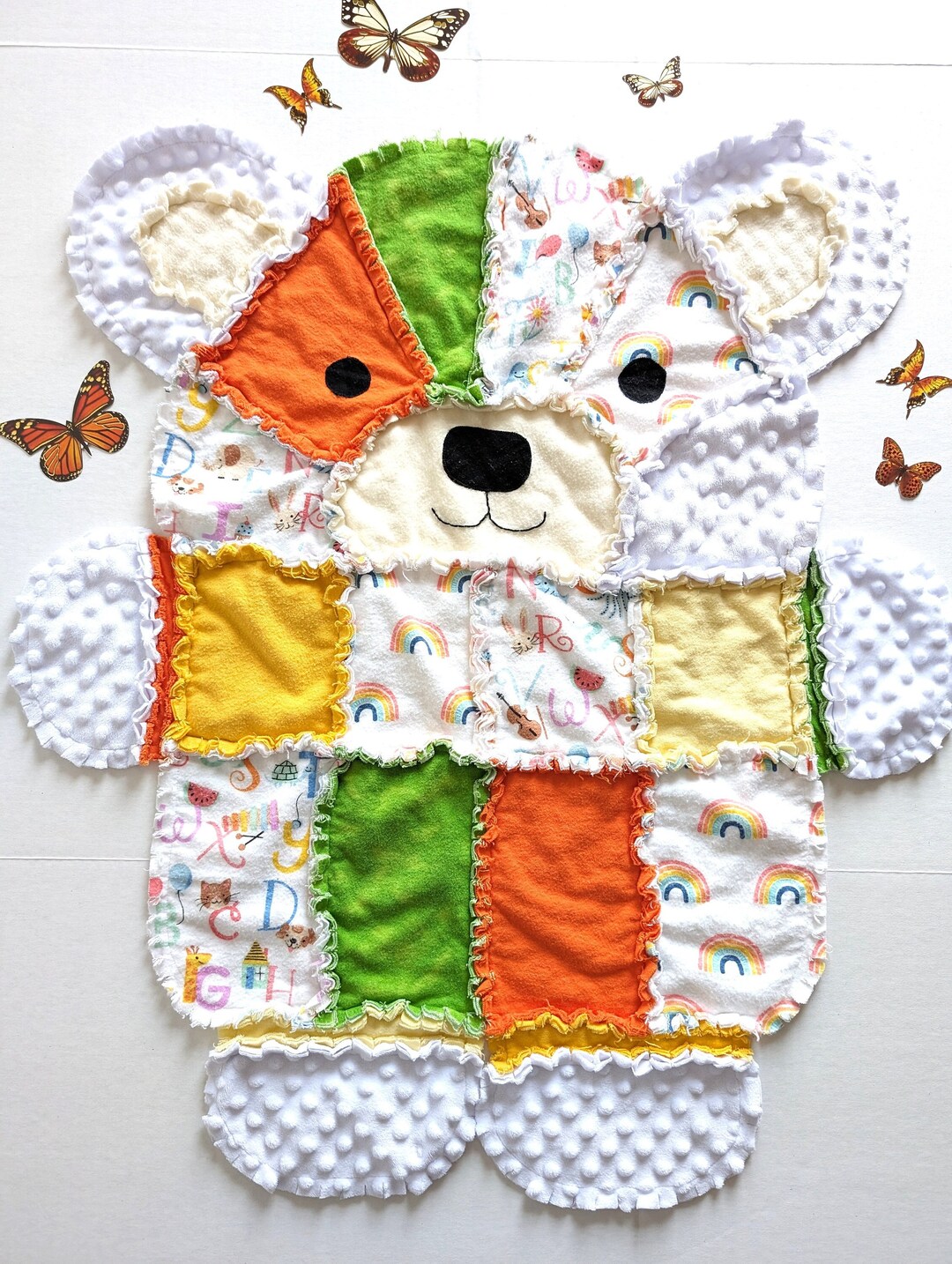 Rainbow Teddy Bear Baby Rag Quilt, Toddler Blanket, Gay Pride LGBTQ ...