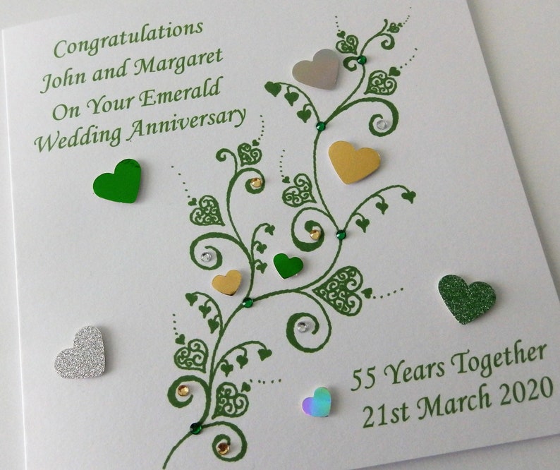 Emerald Wedding Anniversary Card Handmade And Personalised Etsy