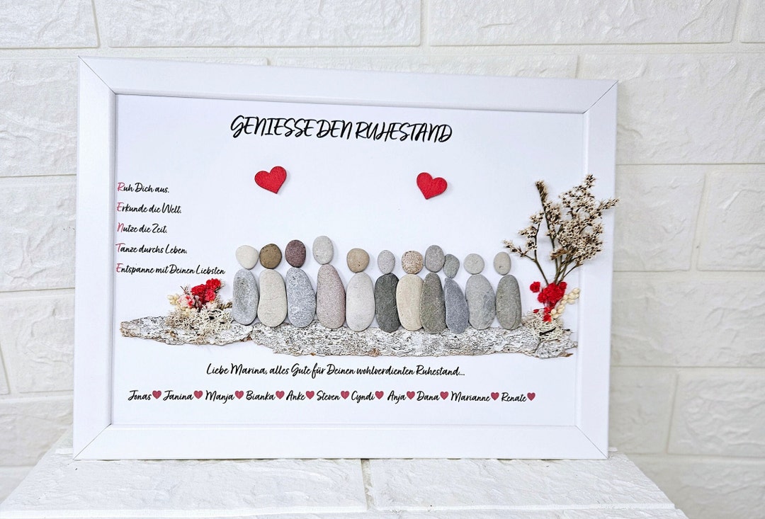 Geschenk zum Ruhestand Rente Kollegin Kollegen Chefin Chef Leiter Team Danke Abschied Steinbild ...