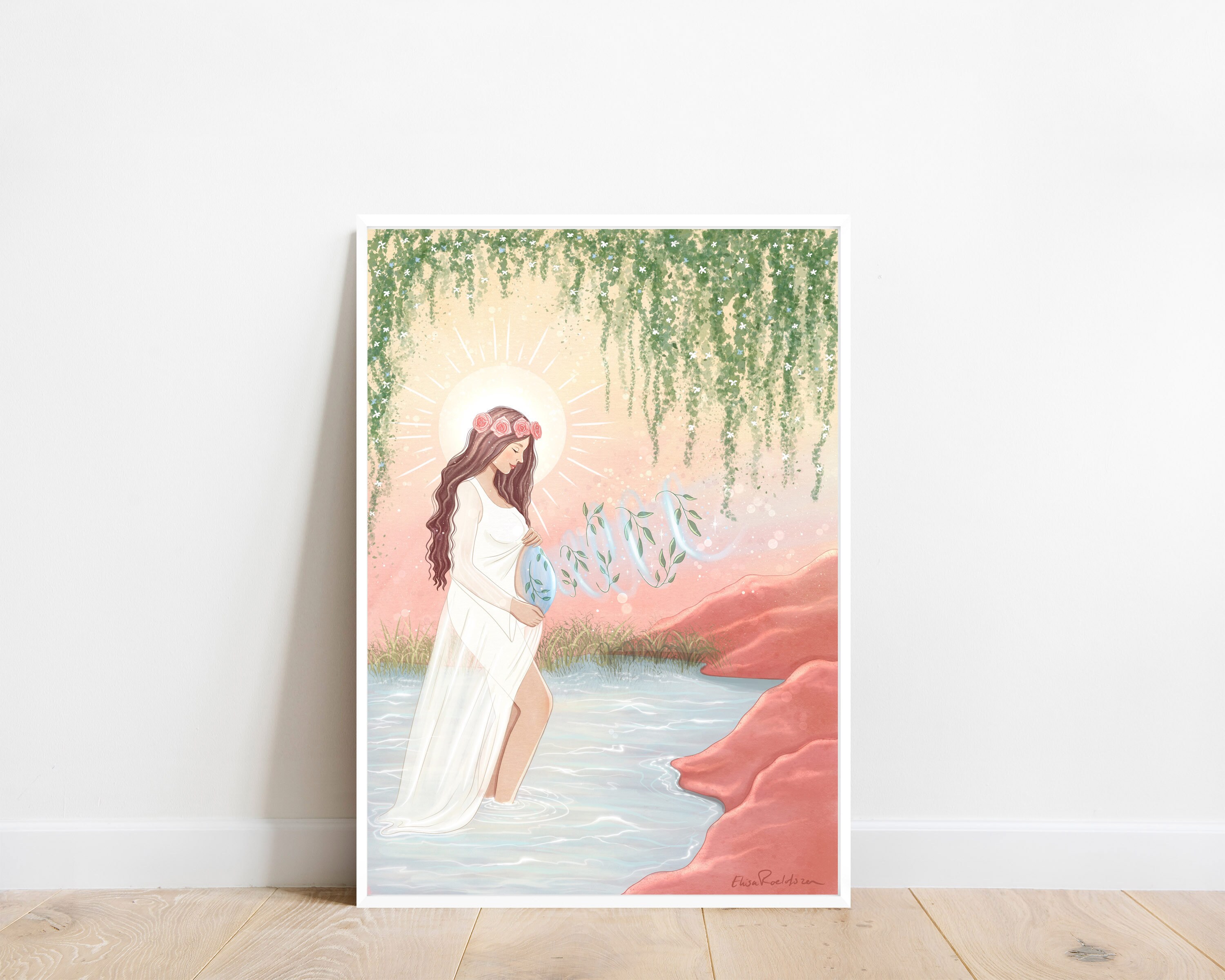 Caring, Divine Feminine Illustration, Pregnancy Art Print - Etsy