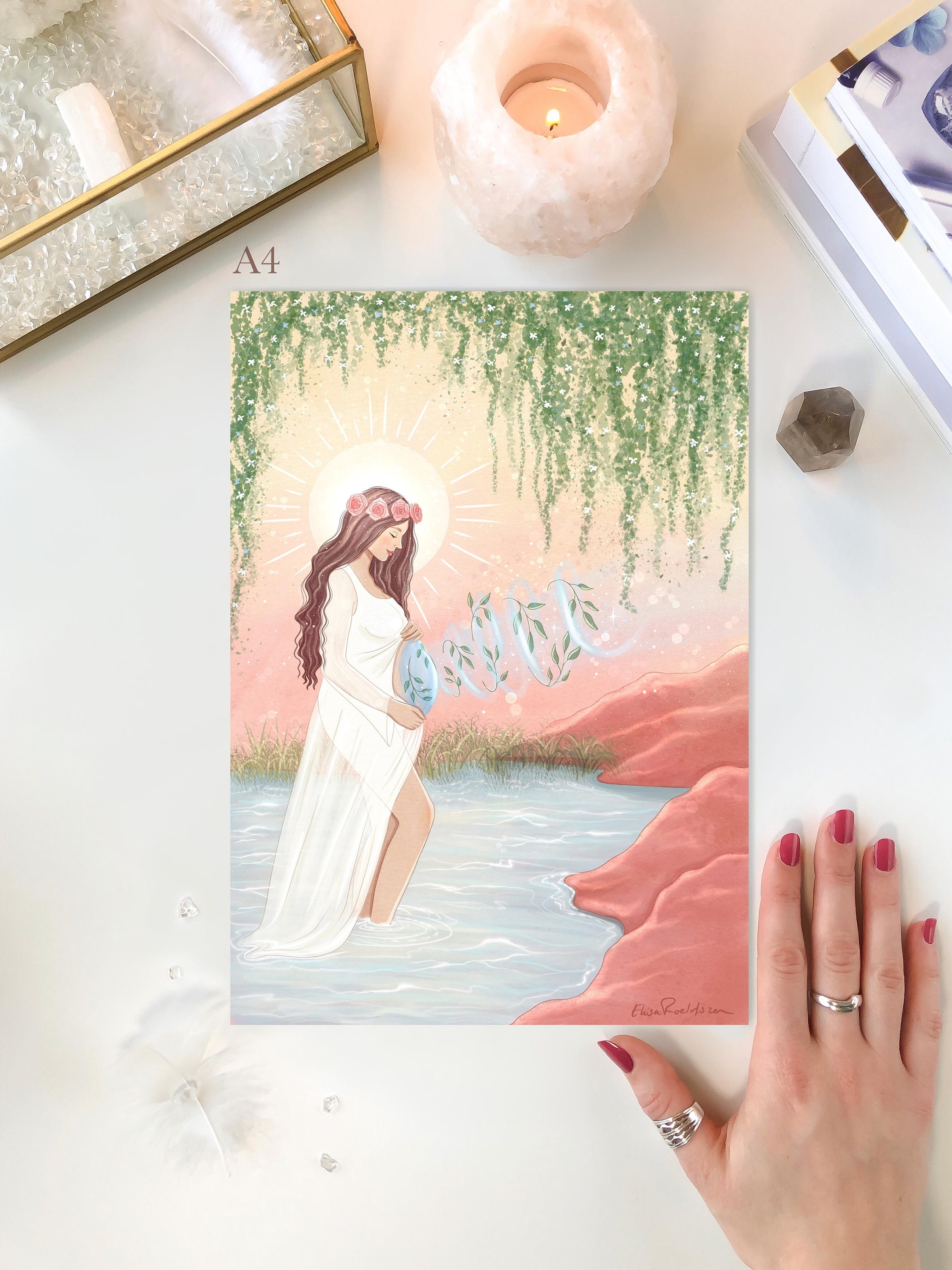 Caring, Divine Feminine Illustration, Pregnancy Art Print - Etsy