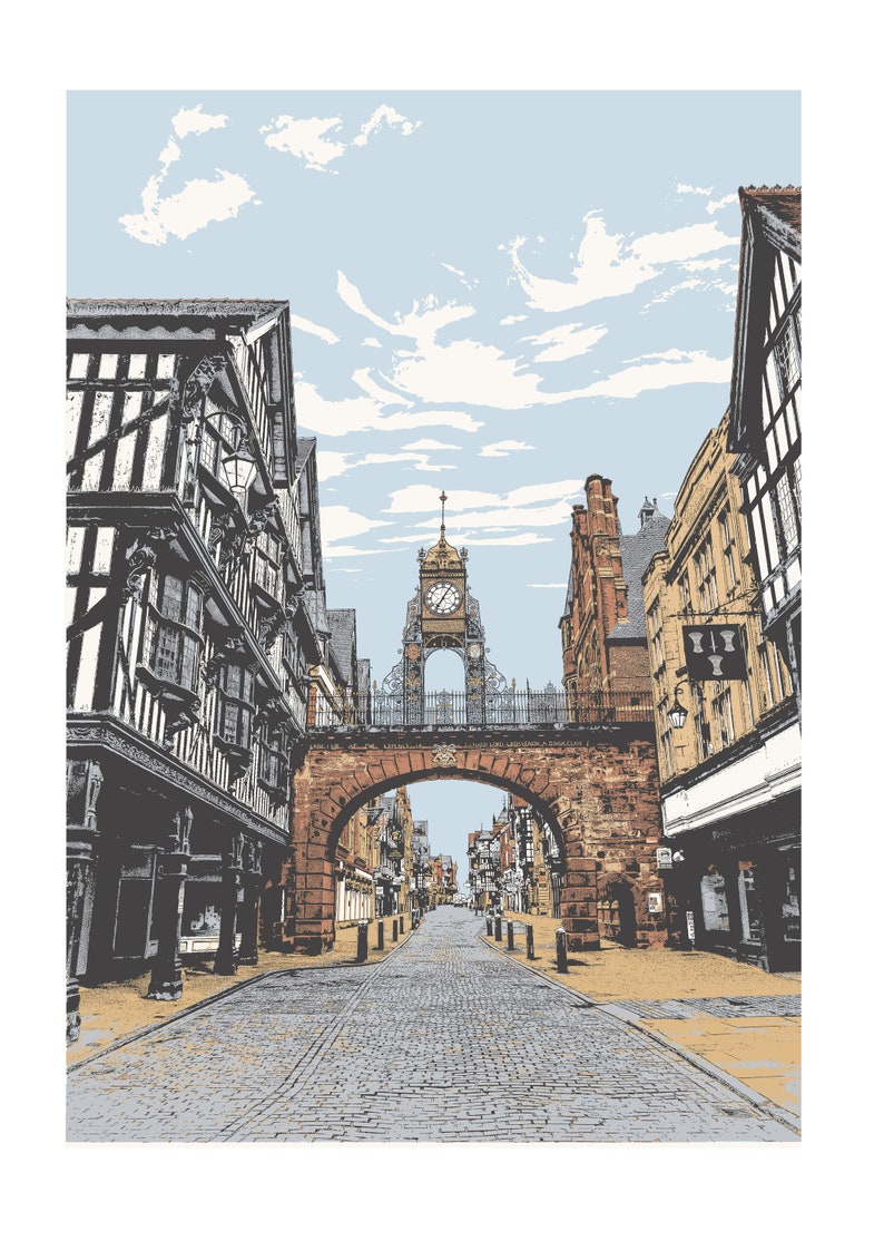 Eastgate Clock // Screen Print // Chester // Wall Art - Etsy