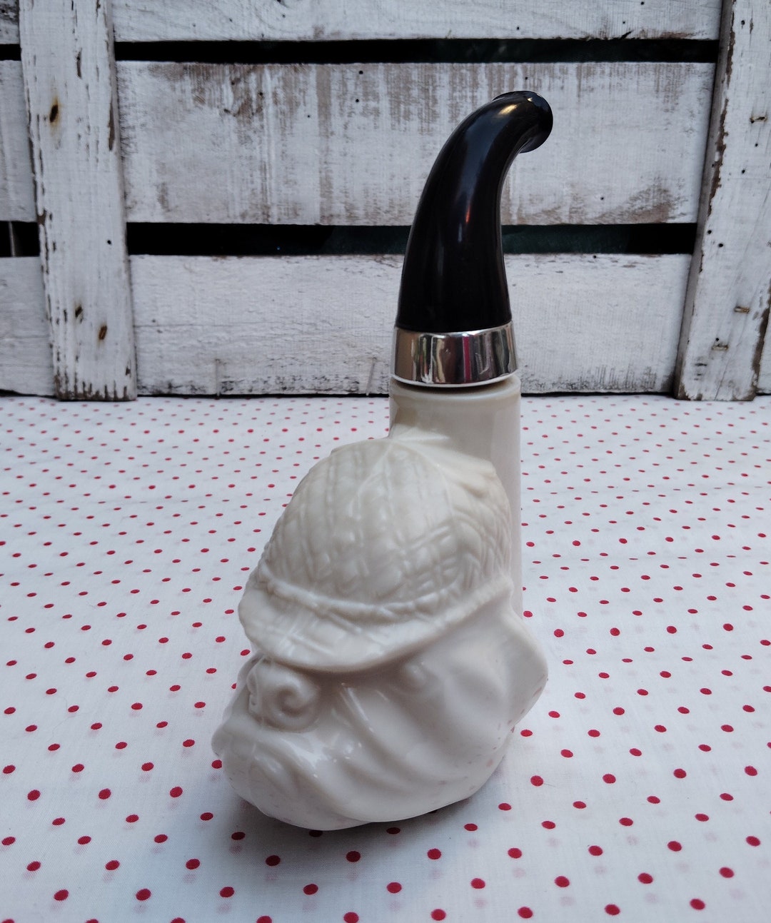 Vintage Opaline Bottle Wild Country Pipe Shaped Hound Dog 70s Avon Milk ...