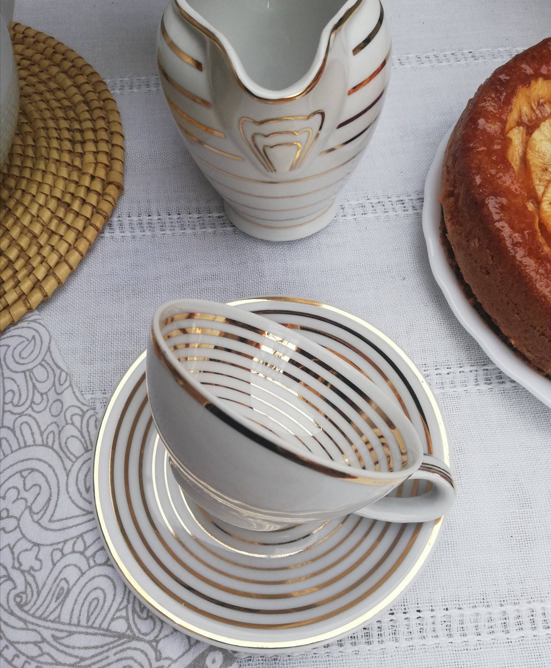 Jager Gold Concentric Coffee Set White Porcelain - 1 Coffee Cup and ...