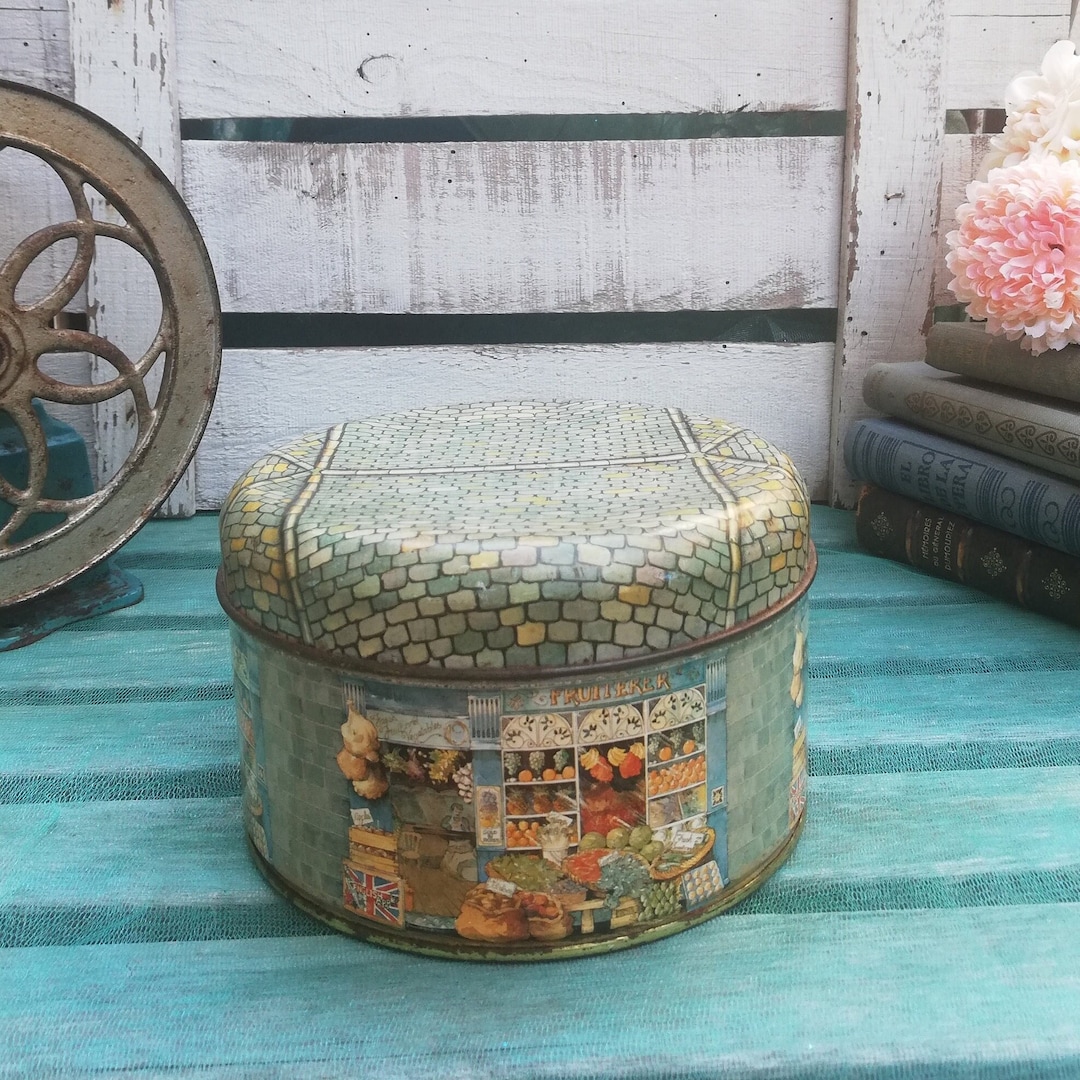 Vintage Italian Tin Box: Round House "fruiterer" Design - Etsy
