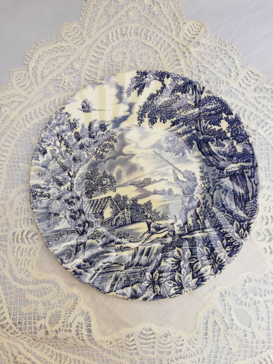 Myott "the Hunter" Plate: Vintage Blue and White Porcelain Hunting ...