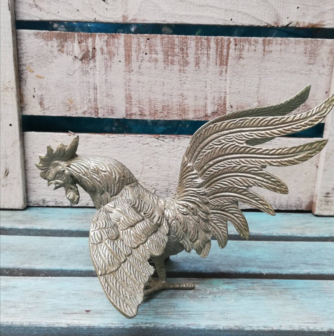 Vintage Brass Rooster Figurine, Cock Gallus Domesticus, Decorative ...