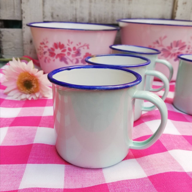Vintage Enamel Mugs - Etsy