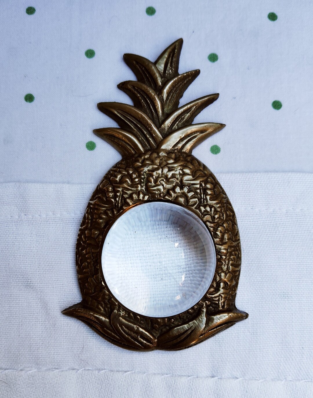 Magnifying Glass Vintage Tropical Pineapple Brass Embedded Sphere ...
