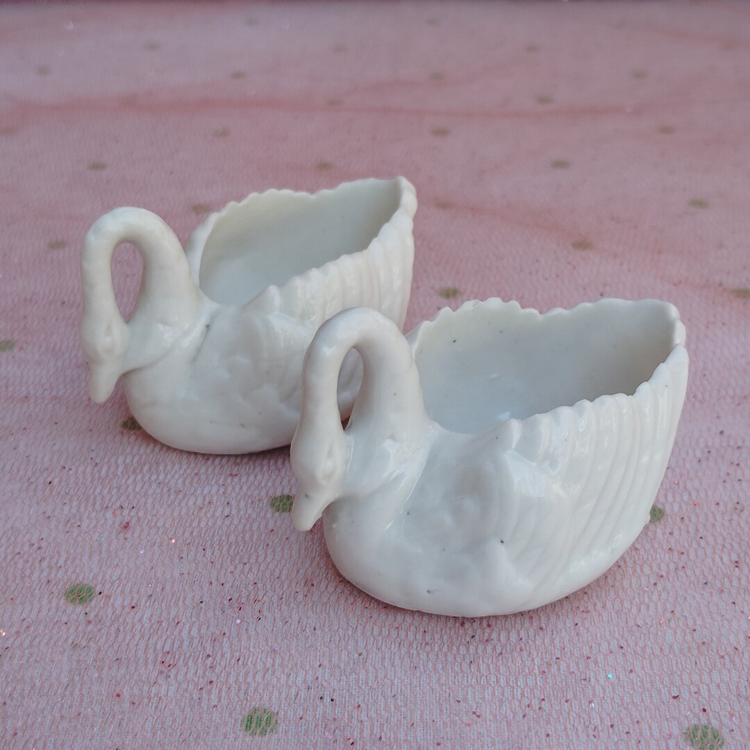 Very Rare Pair of Miniature Porcelain Swans ~ Antique Handmade ...