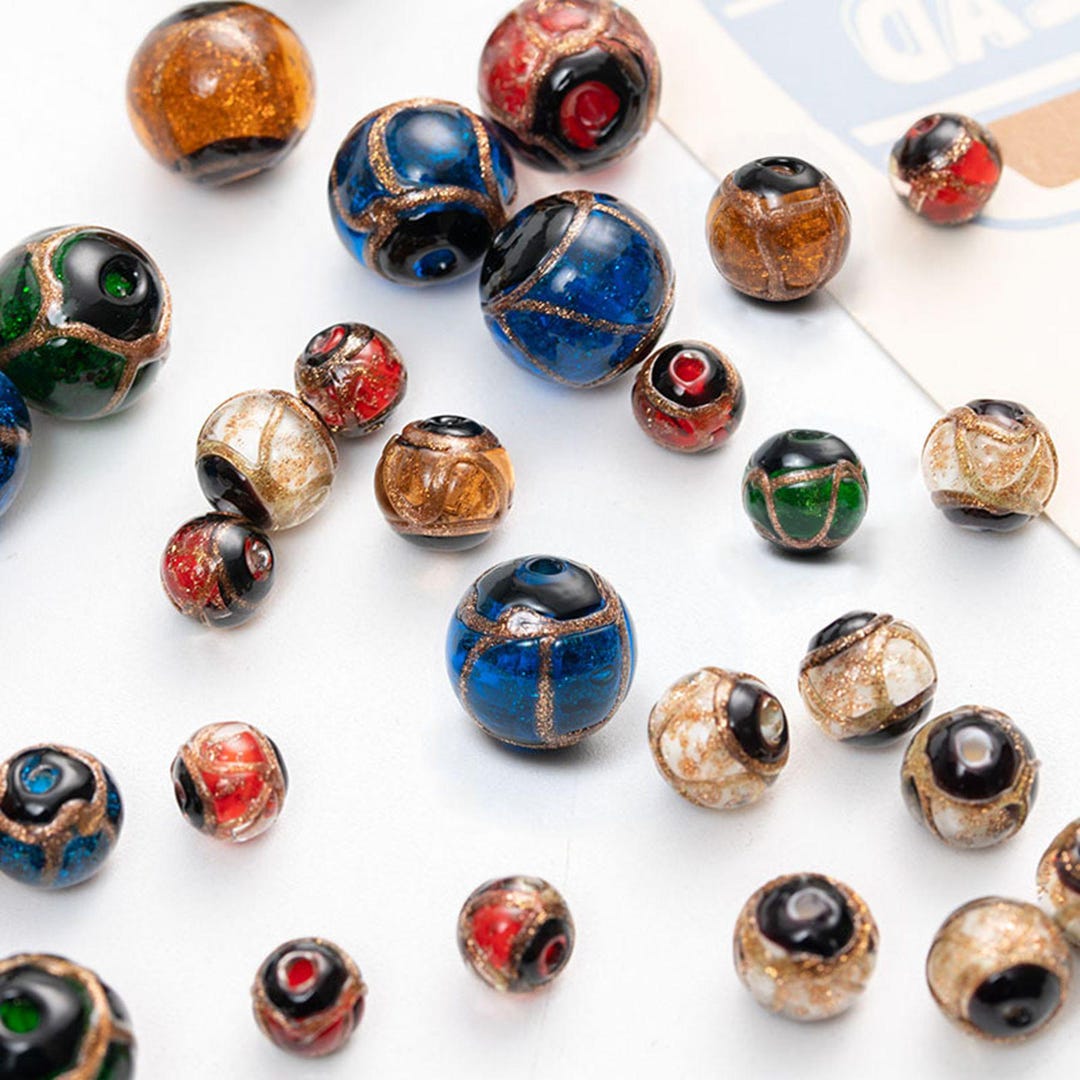 50 Hand-fired Glass Round Beads: Sands Winding Glazed DIY Jewelry 8 ...