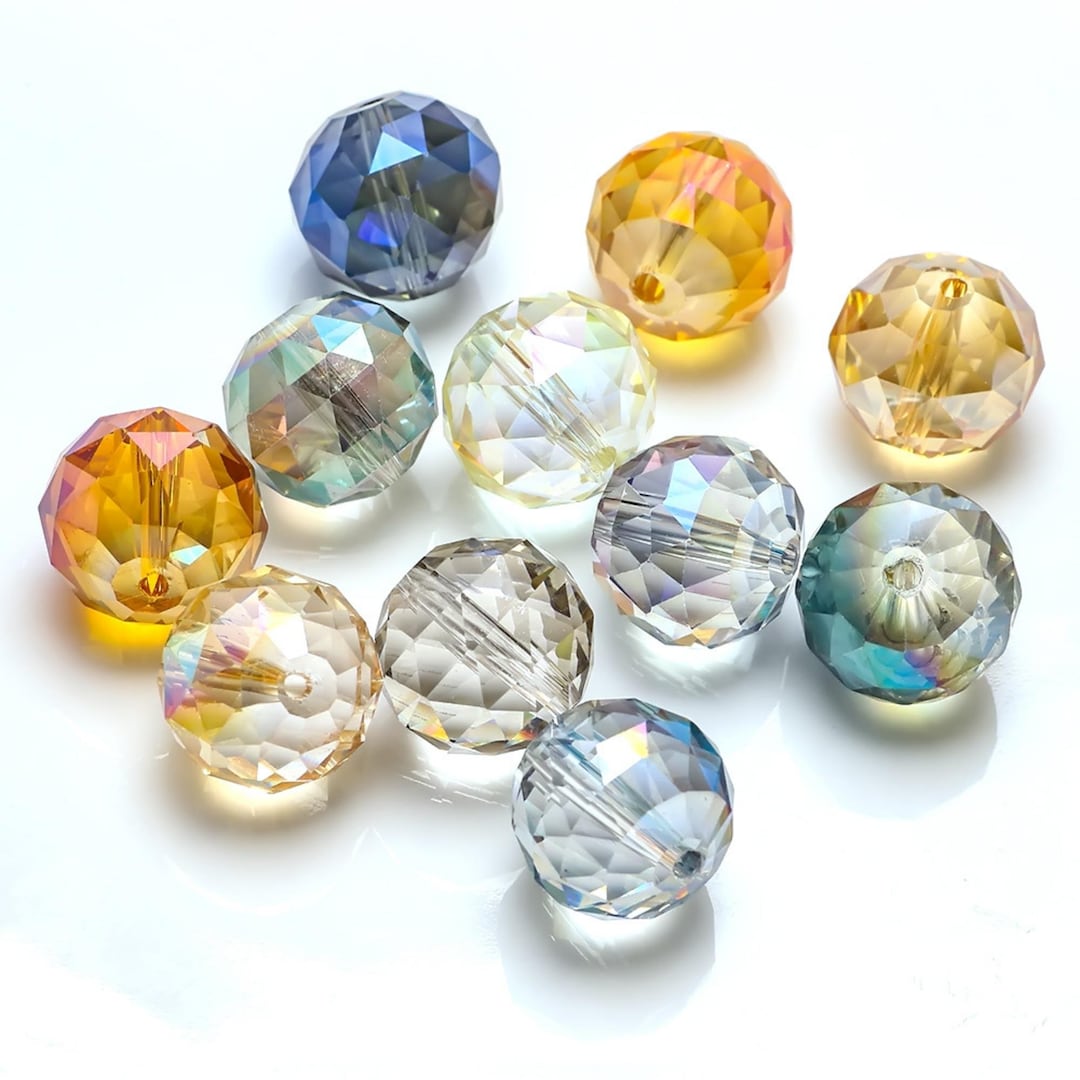 Crystal Glass Faceted Round Beads: Colorful DIY Jewelry Pendants 16 ...