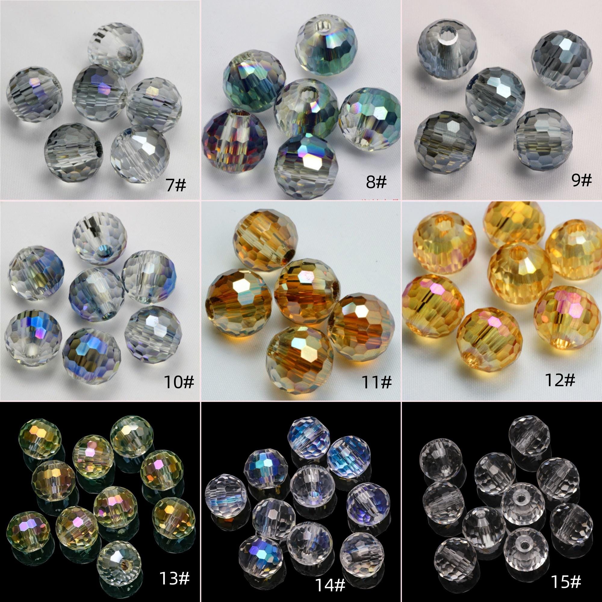 Crystal Glass Round Beads: Faceted Big Hole Glazed Pendants, 12-16mm - Etsy