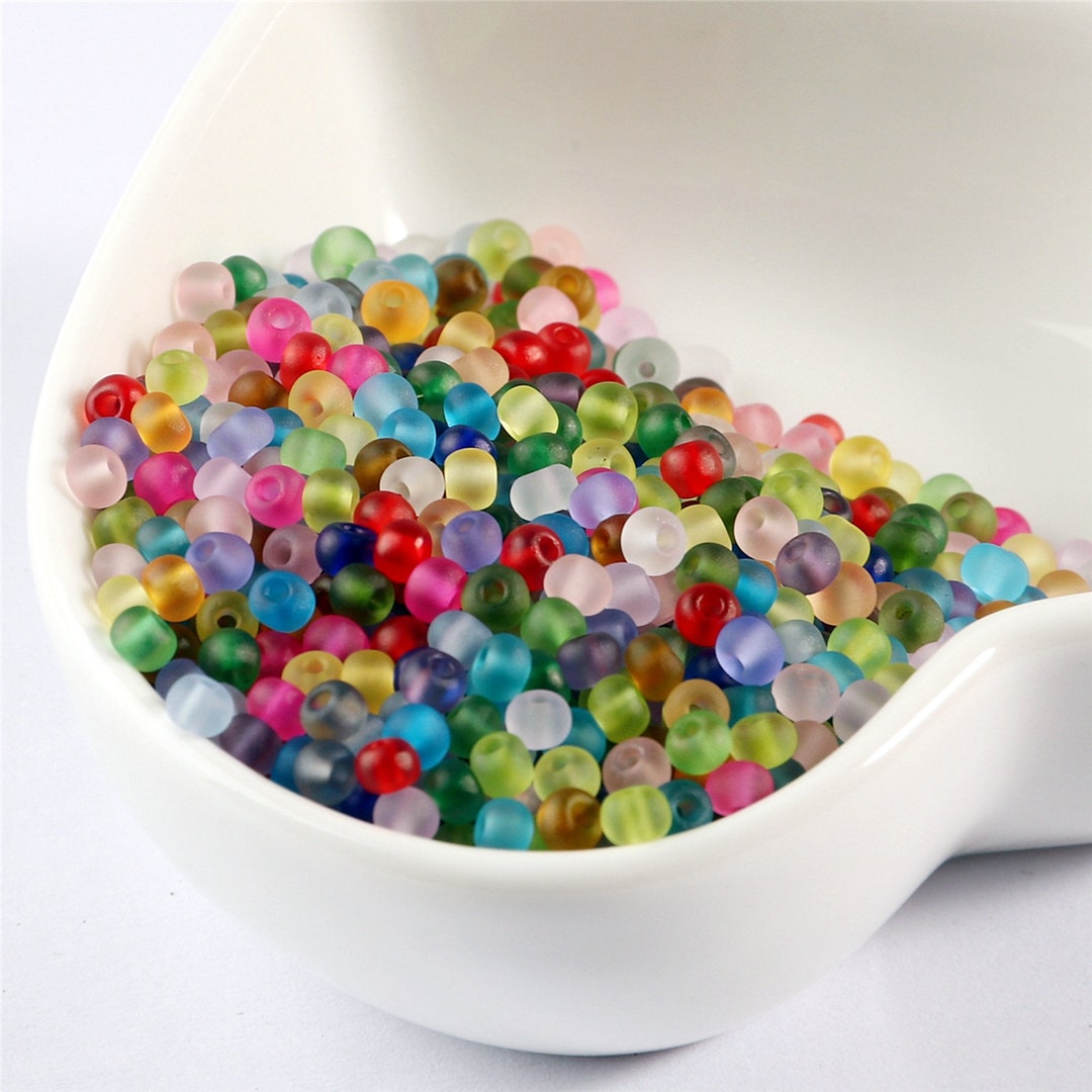 Frosted Glass Seed Beads: Colorful Glazed Pastel Beads (2-4mm) - Etsy