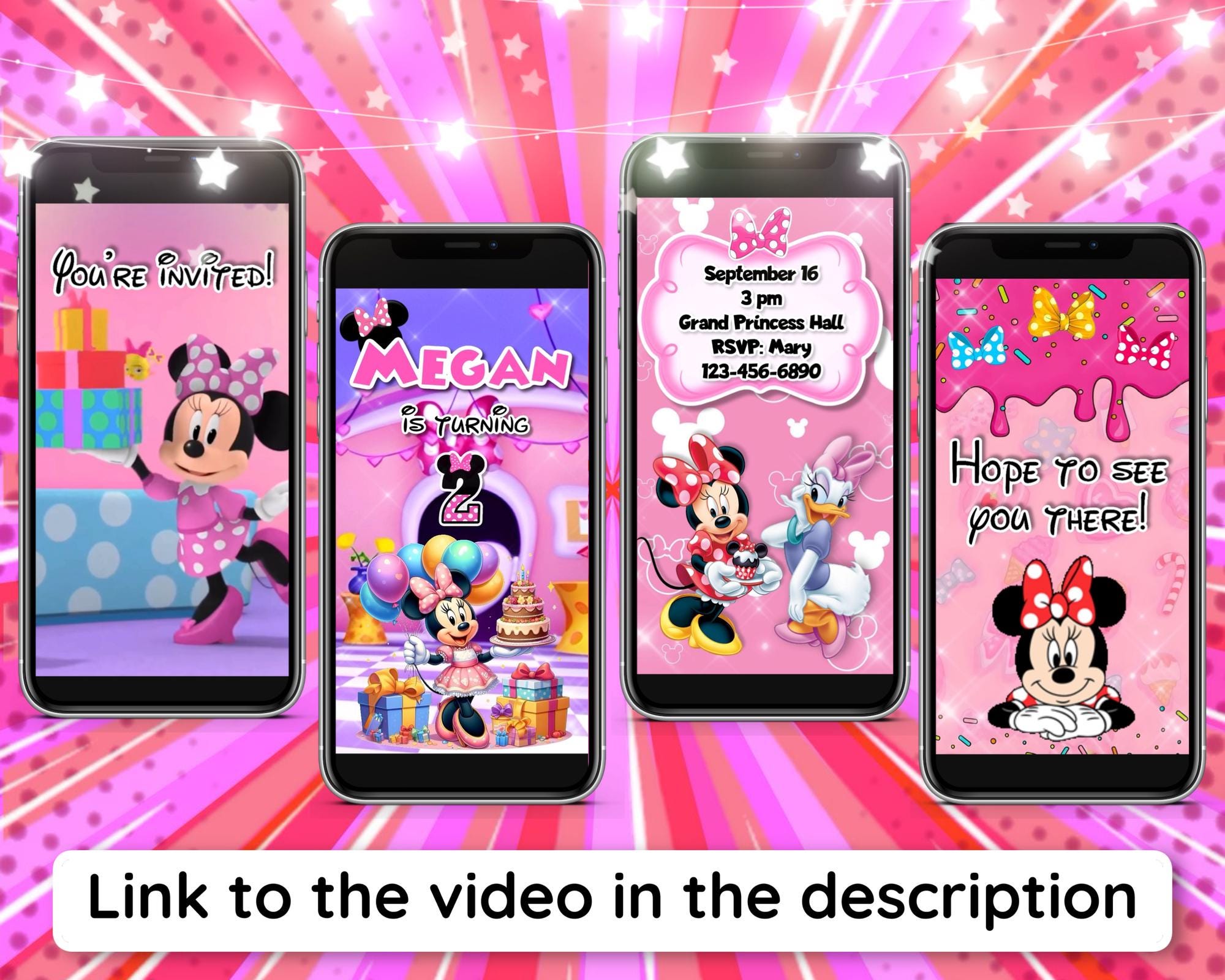 Minnie Mouse Birthday Video Invitation, Minnie Mouse Animated ...