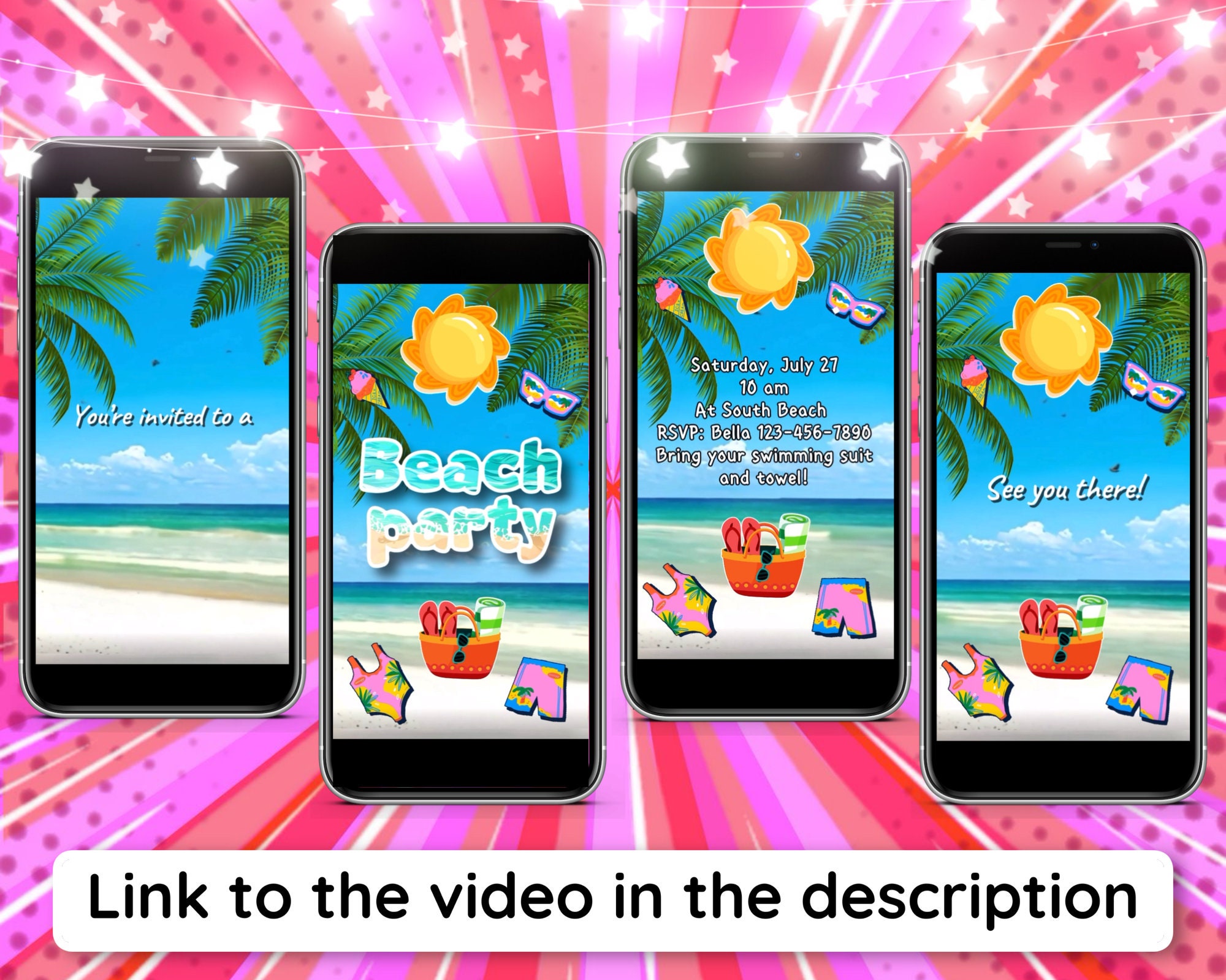 Beach Party Video Invitation, Pool Party Animated Invitation ...