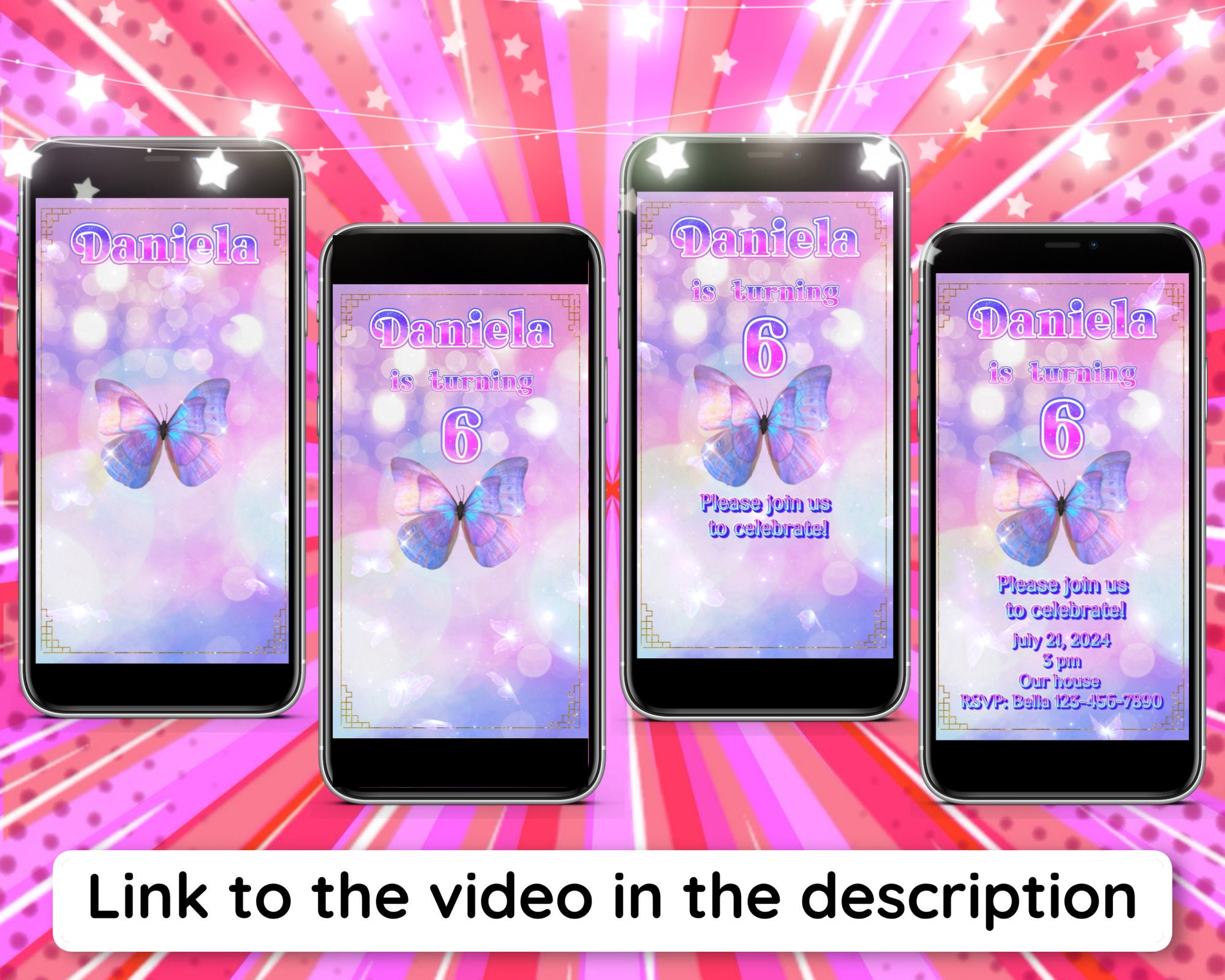 Butterfly Birthday Video Invitation, Magical Party Invitation, Nice ...
