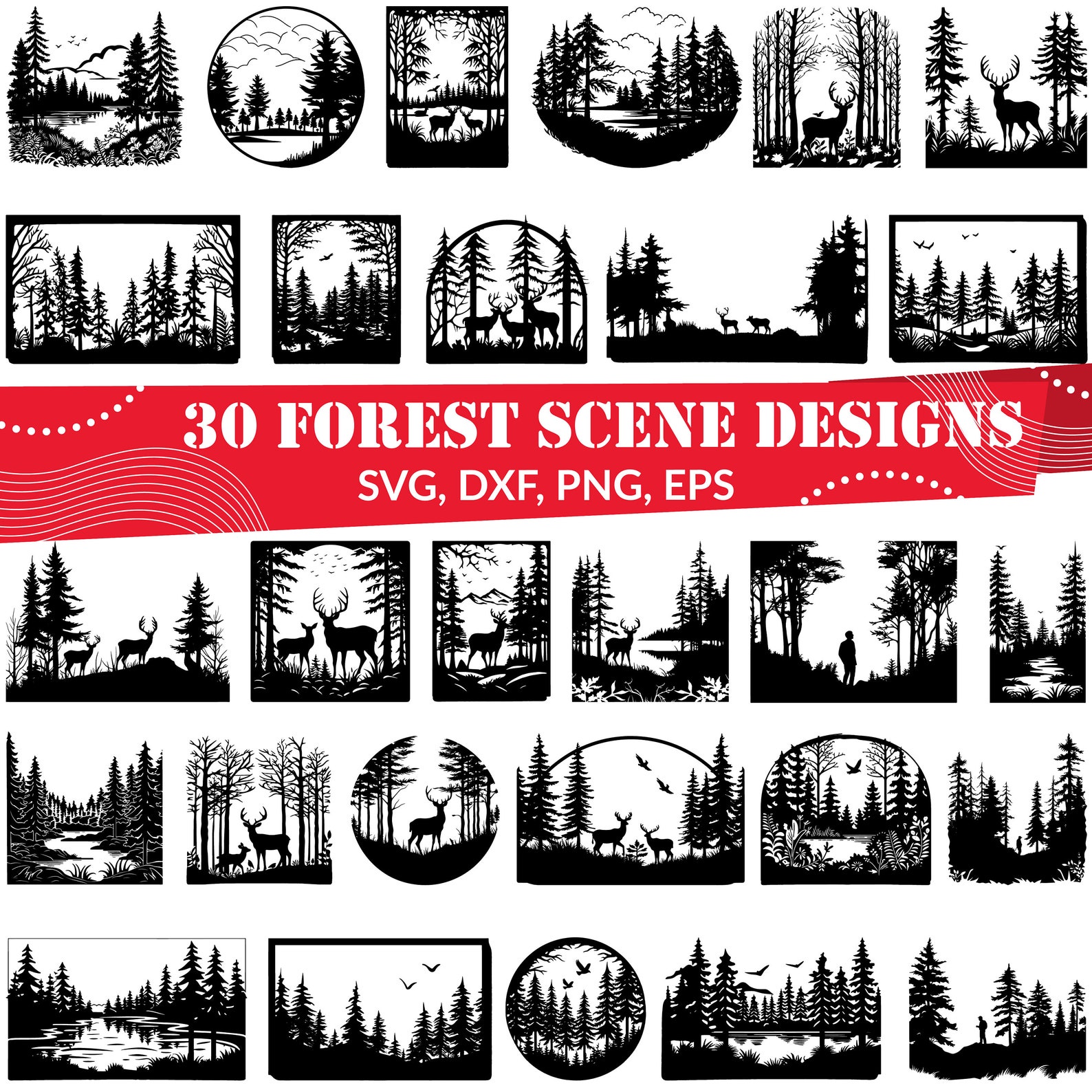 Forest Scene SVG Bundle, Forest Scene Dxf, Forest Scene Png, Forest ...