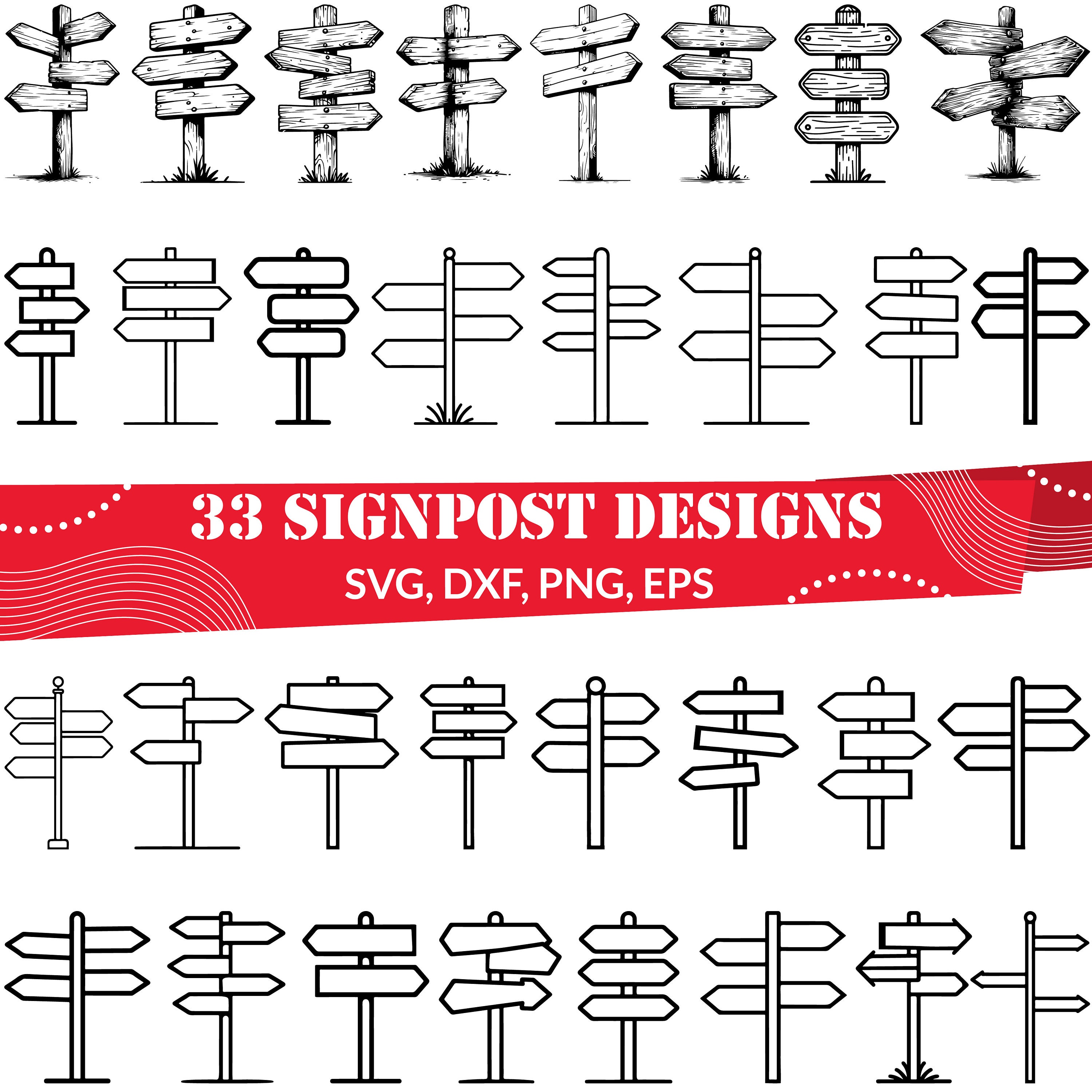 Wegweiser SVG Bundle, Wegweiser dxf, Wegweiser png, Wegweiser Vektor ...