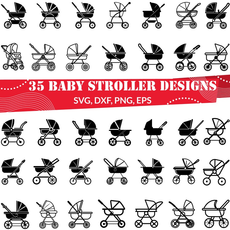 Baby Stroller SVG Bundle, Baby Stroller Dxf, Baby Stroller Png, Baby ...