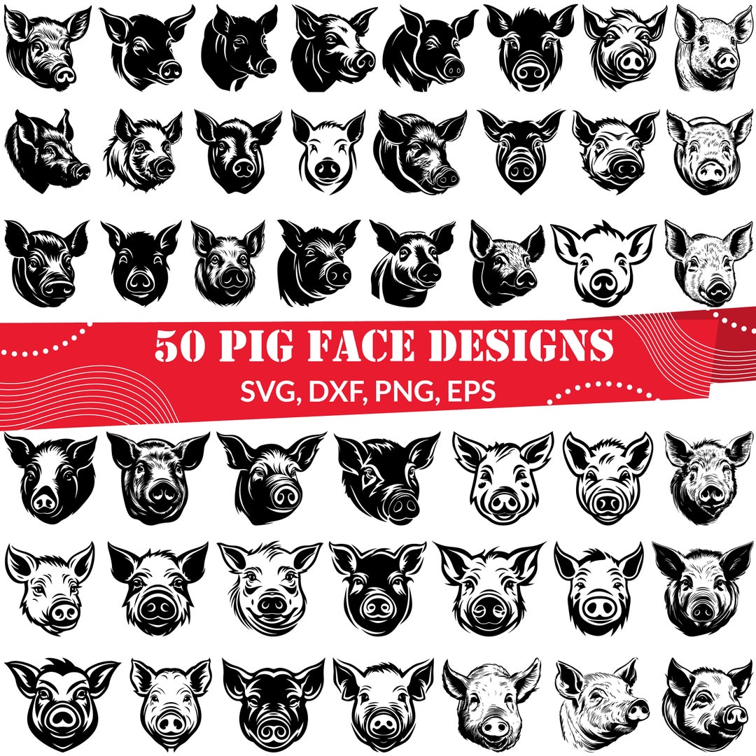 Pig Face SVG Bundle, Pig Face Dxf, Pig Face Png, Pig Face Eps, Pig Face ...