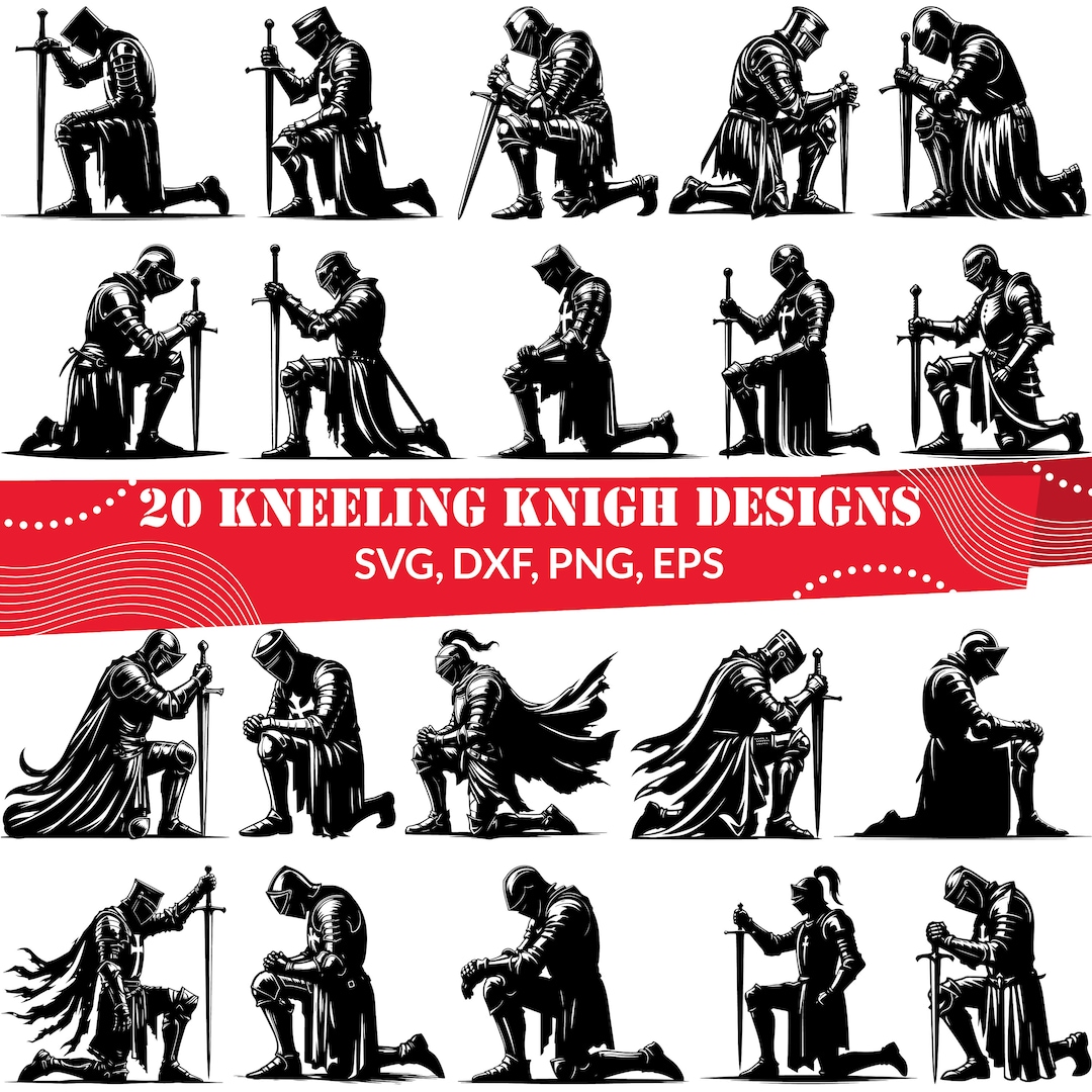 Kneeling Knight SVG Bundle, Kneeling Knight Dxf, Kneeling Knight Png, Kneeling Knight Vector ...