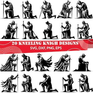 Kneeling Knight SVG Bundle, Kneeling Knight Dxf, Kneeling Knight Png ...